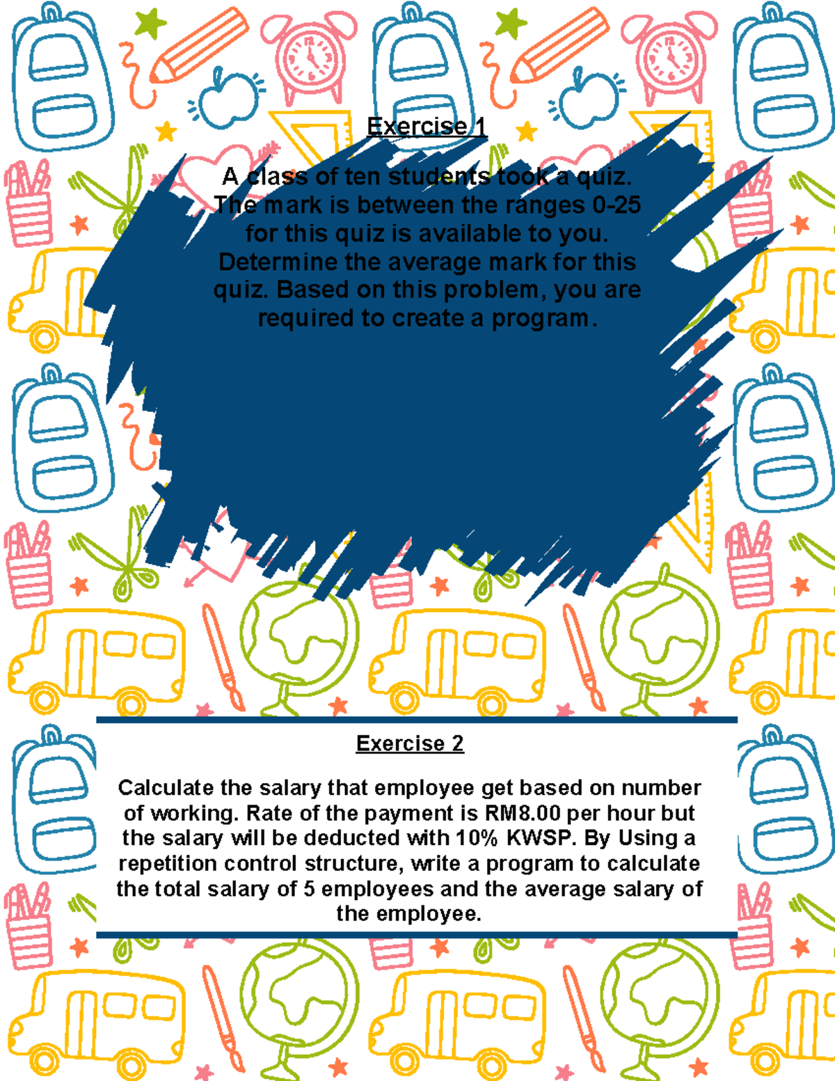 Exersice 16 - EXERCISE - Exercise 1C A class of ten students took a ...