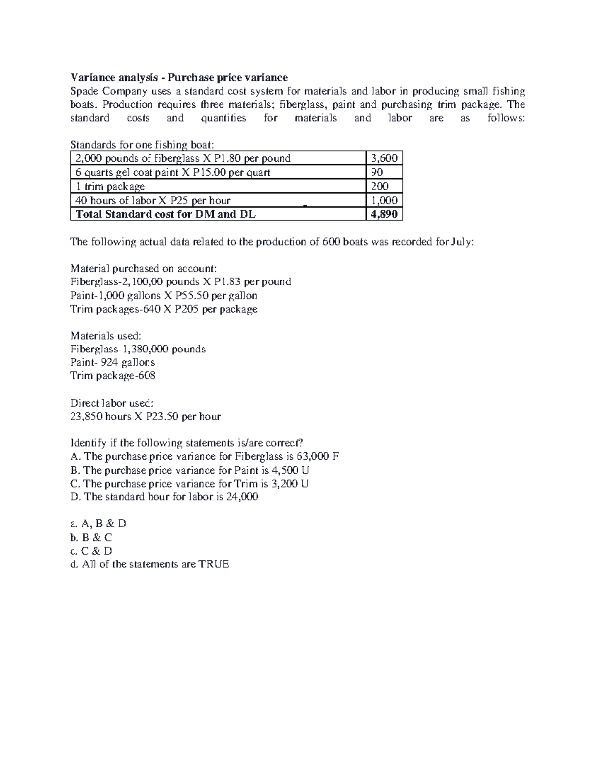 Variance analysis-Purchase price variance - Variance analysis ...