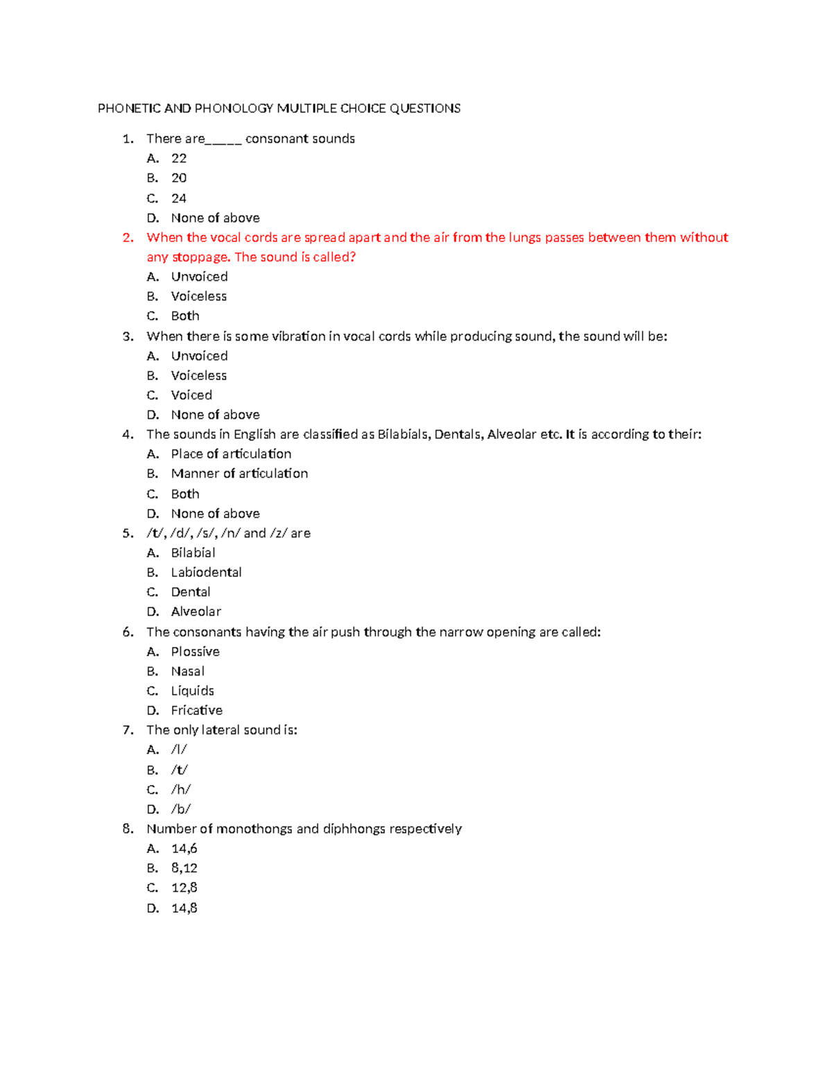 Phonetic AND Phonology MCQs - PHONETIC AND PHONOLOGY MULTIPLE CHOICE ...