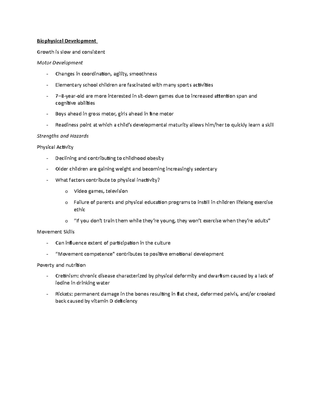 Human Develop: Middle Childhood: Biophysical Development - Biophysical ...