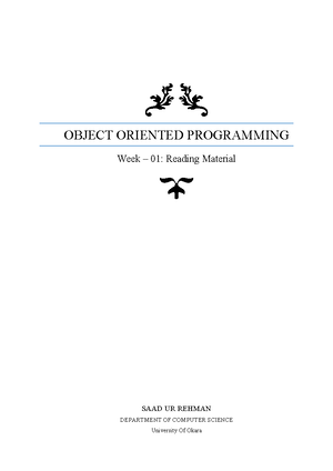 OOP Programming Activity - 01 - Programming Activity – 01 Part – 01 The ...