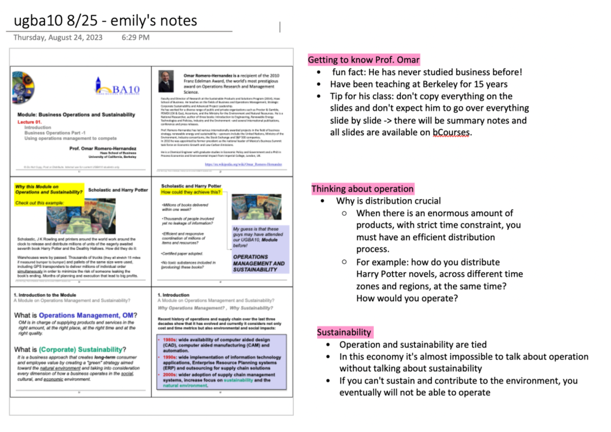 8 25 Emily's Notes - UGBA 10 - Studocu