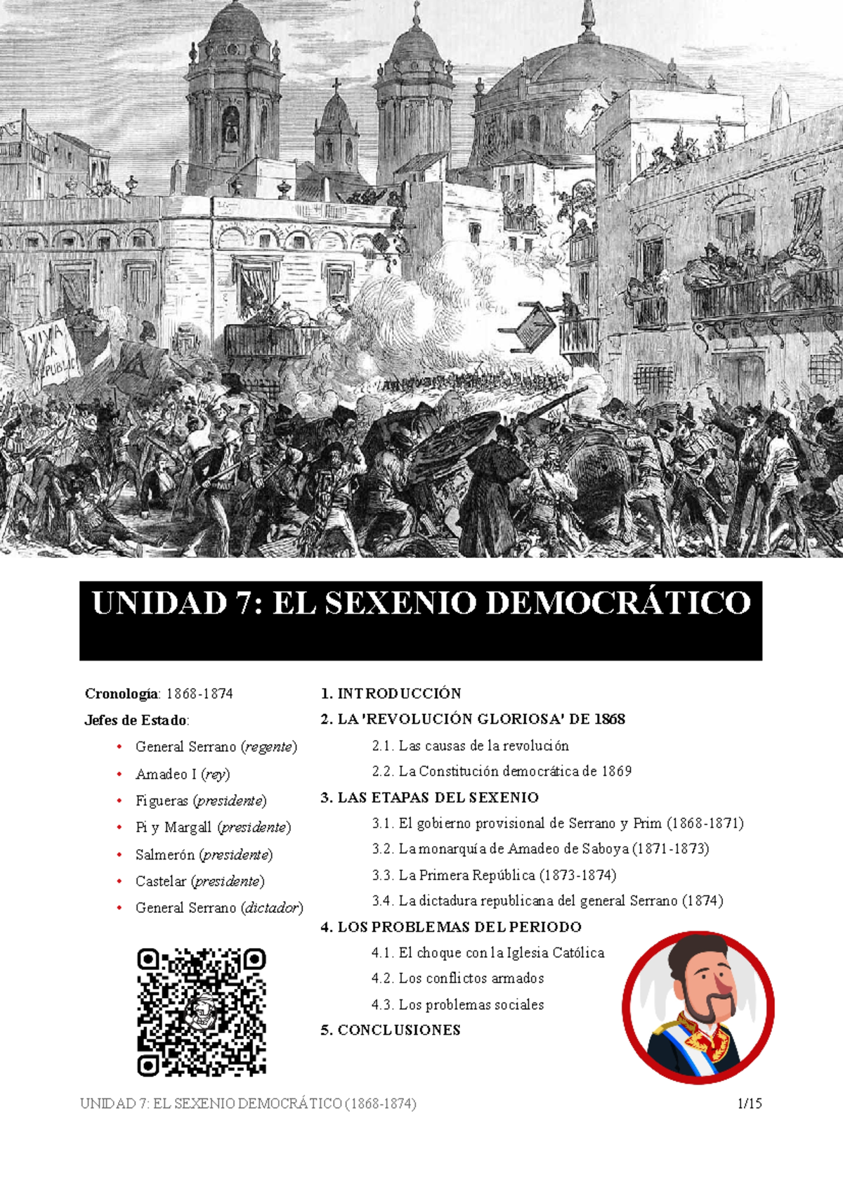 Unidad 7 - El Sexenio Democrático (1868-1874) - UNIDAD 7: EL SEXENIO DEMOCRÁTICO Cronología ...