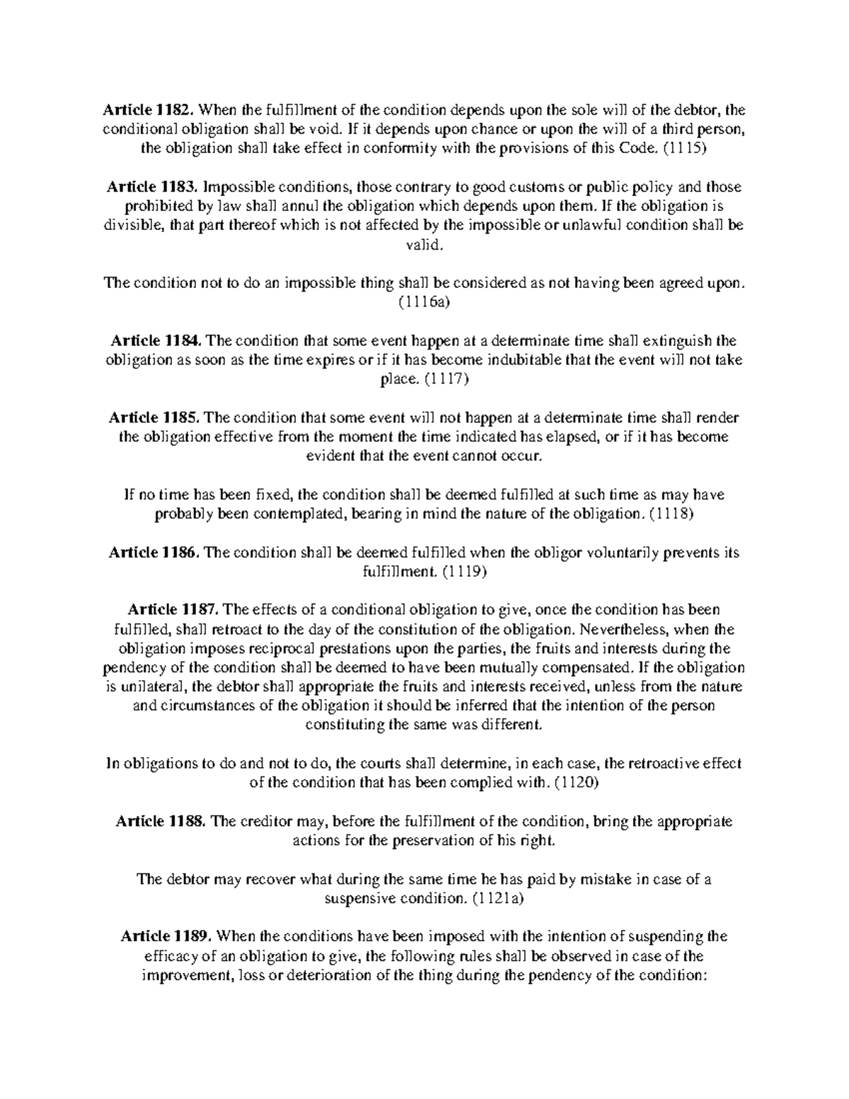 PHL50160-58 - n/a - Article 1182. When the fulfillment of the condition ...