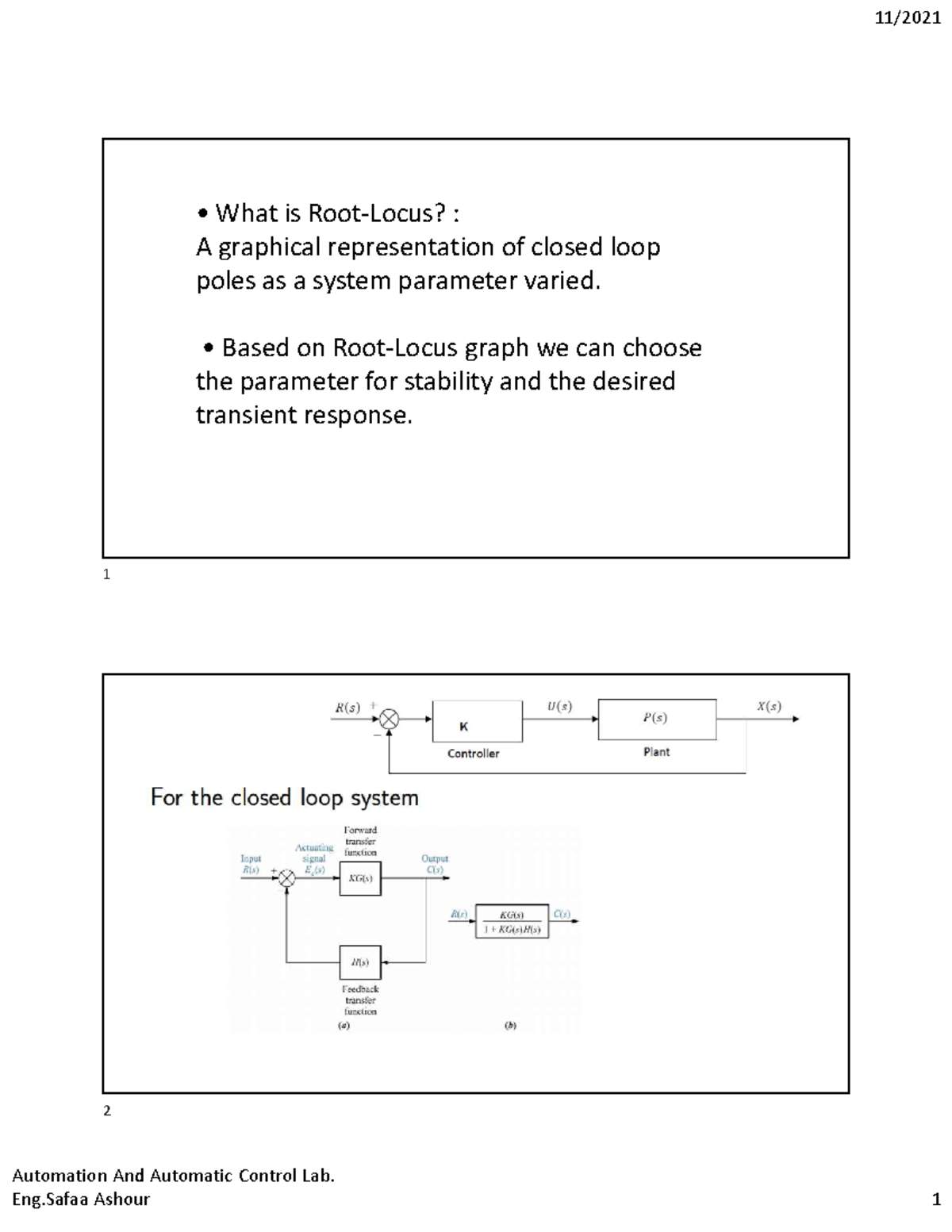 Experiment No.5-Lecture Notes - Automation And Automatic Control Lab ...