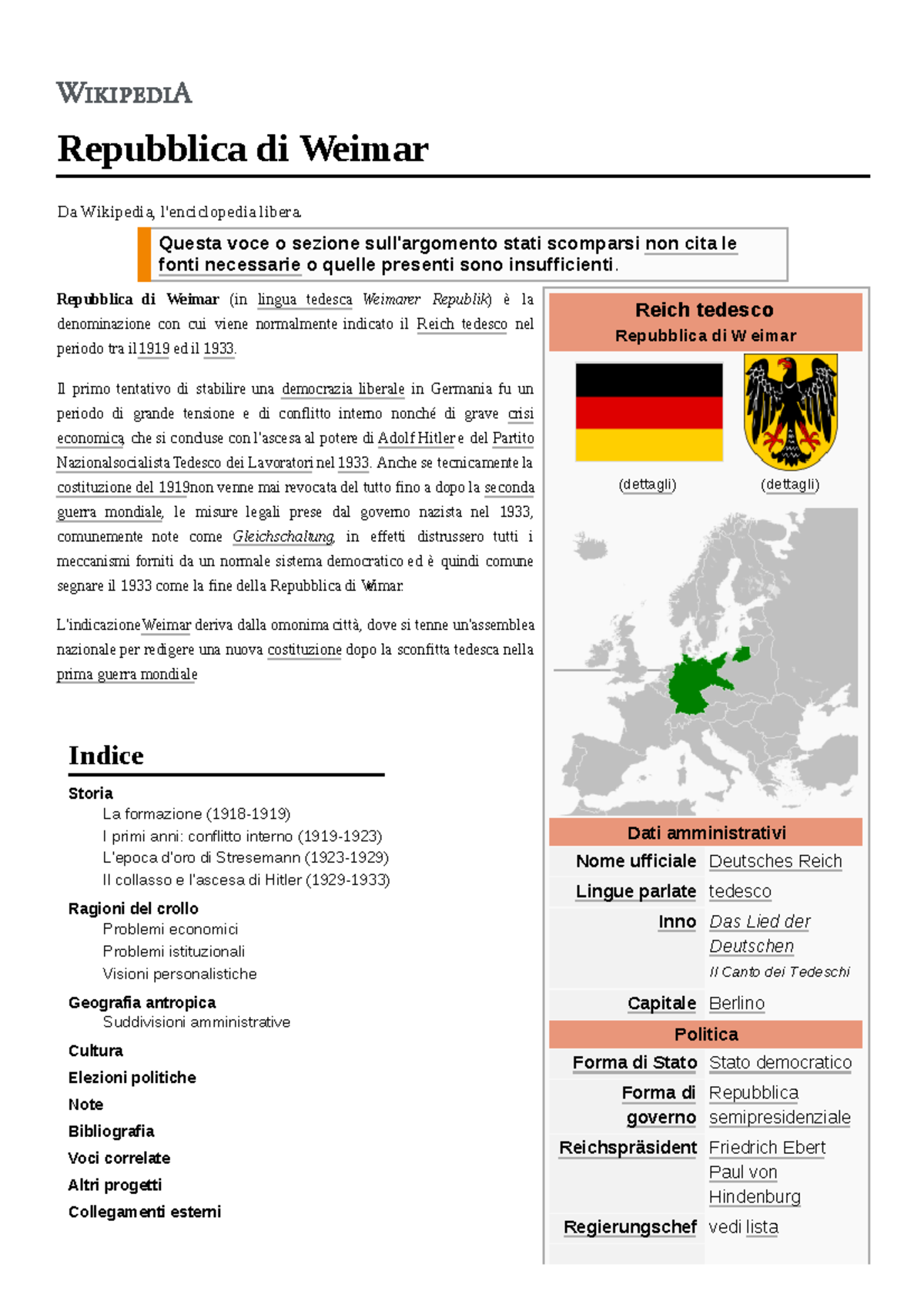 Dispense Cultura Tedesca I La Repubblica di Weimar - Reich tedesco ...