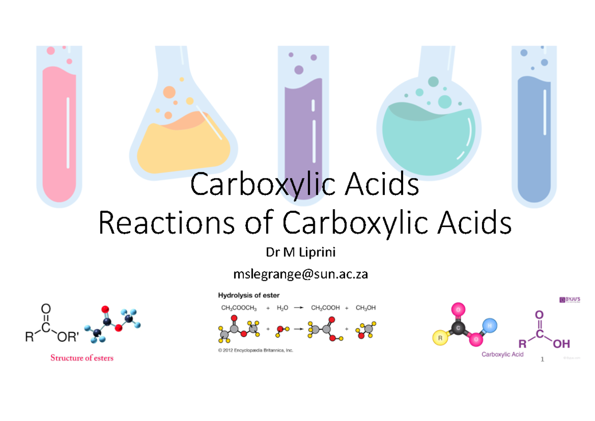 Carboxylic Acids Class Notes L2 - Copy - Dr M Liprini mslegrange@sun.ac ...
