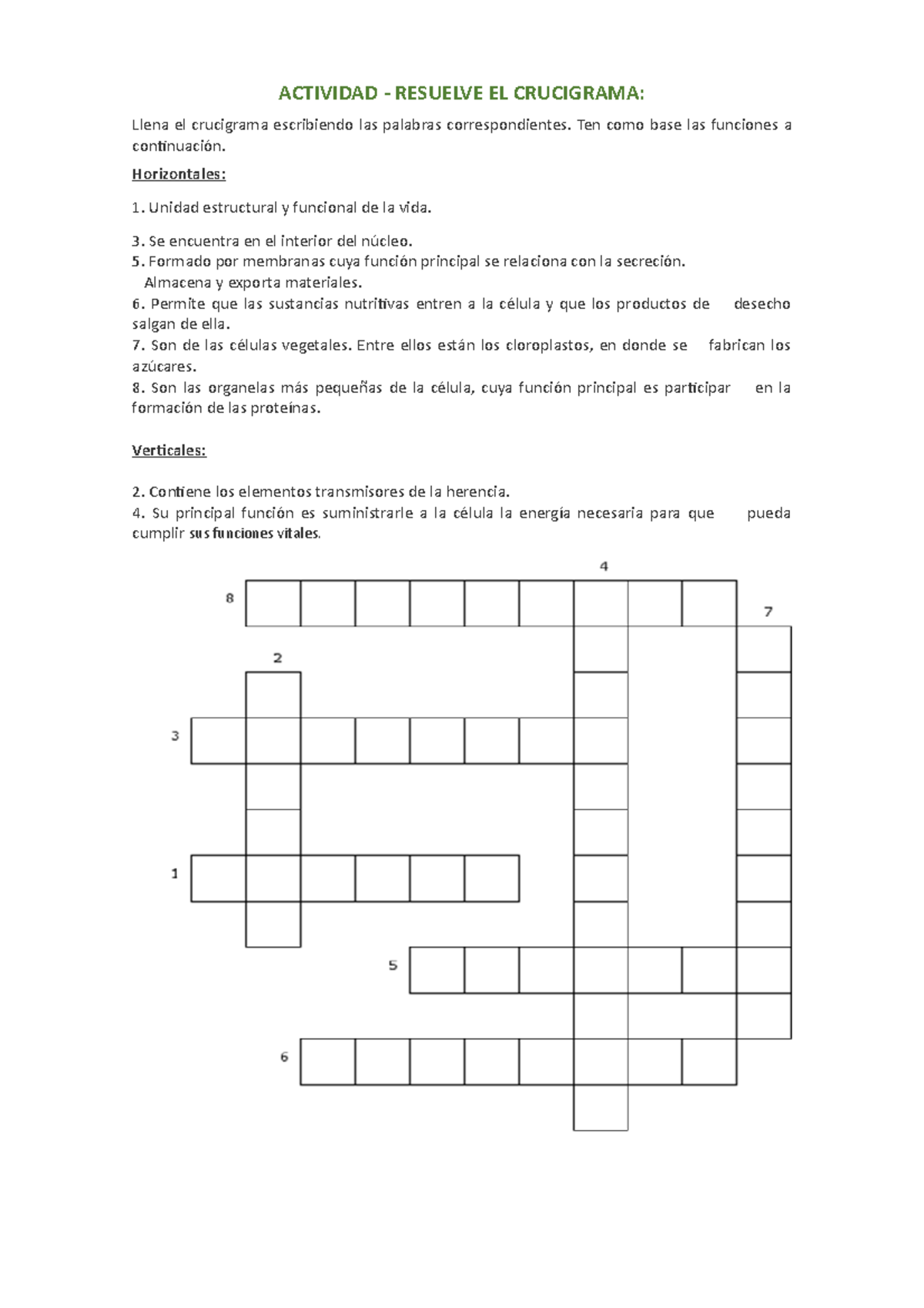 Sesion DE Aprendizaje 2DO Grado - ACTIVIDAD - RESUELVE EL CRUCIGRAMA: Llena el crucigrama - Studocu