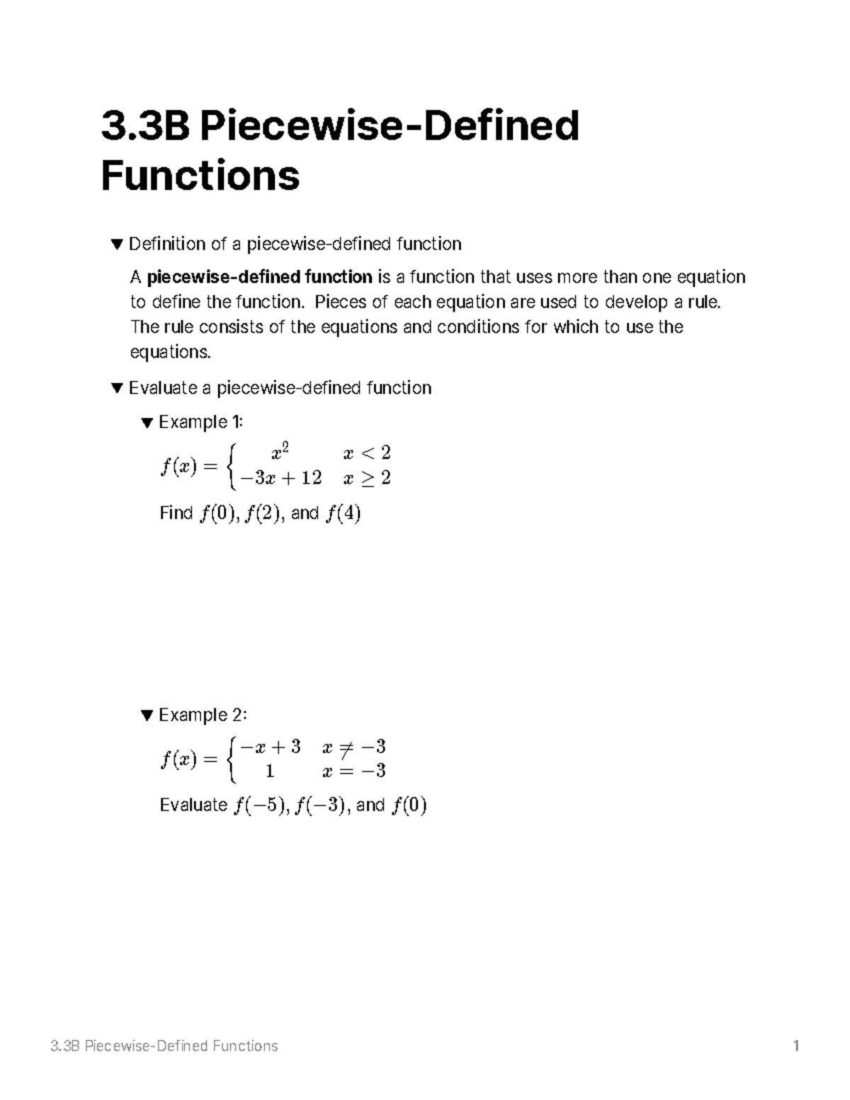 MAC1105-3 - piecewise defined functions - 3 Piecewise-Defined Functions Definition of a - Studocu