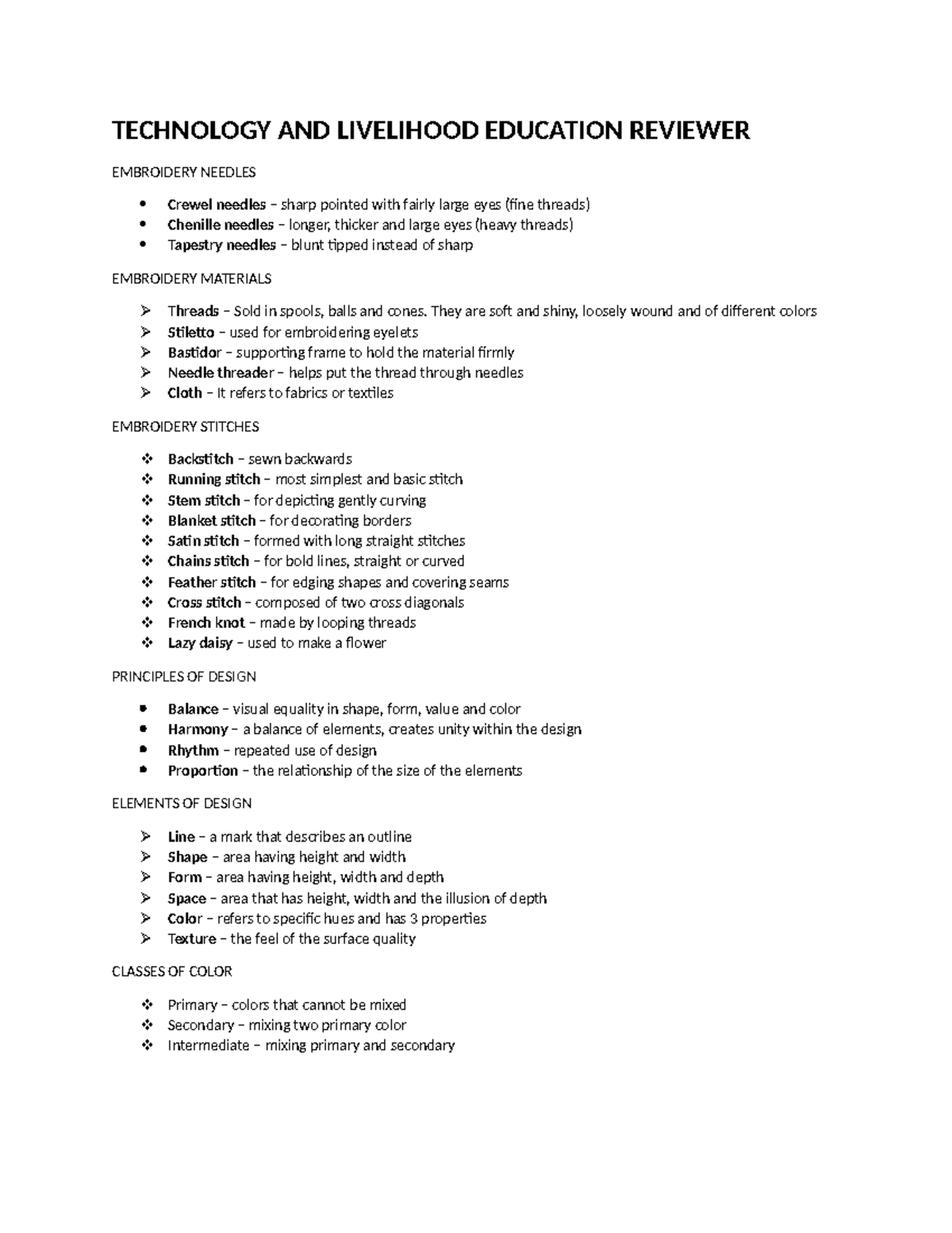 Technology AND Livelihood Education Reviewer - TECHNOLOGY AND LIVELIHOOD EDUCATION REVIEWER ...