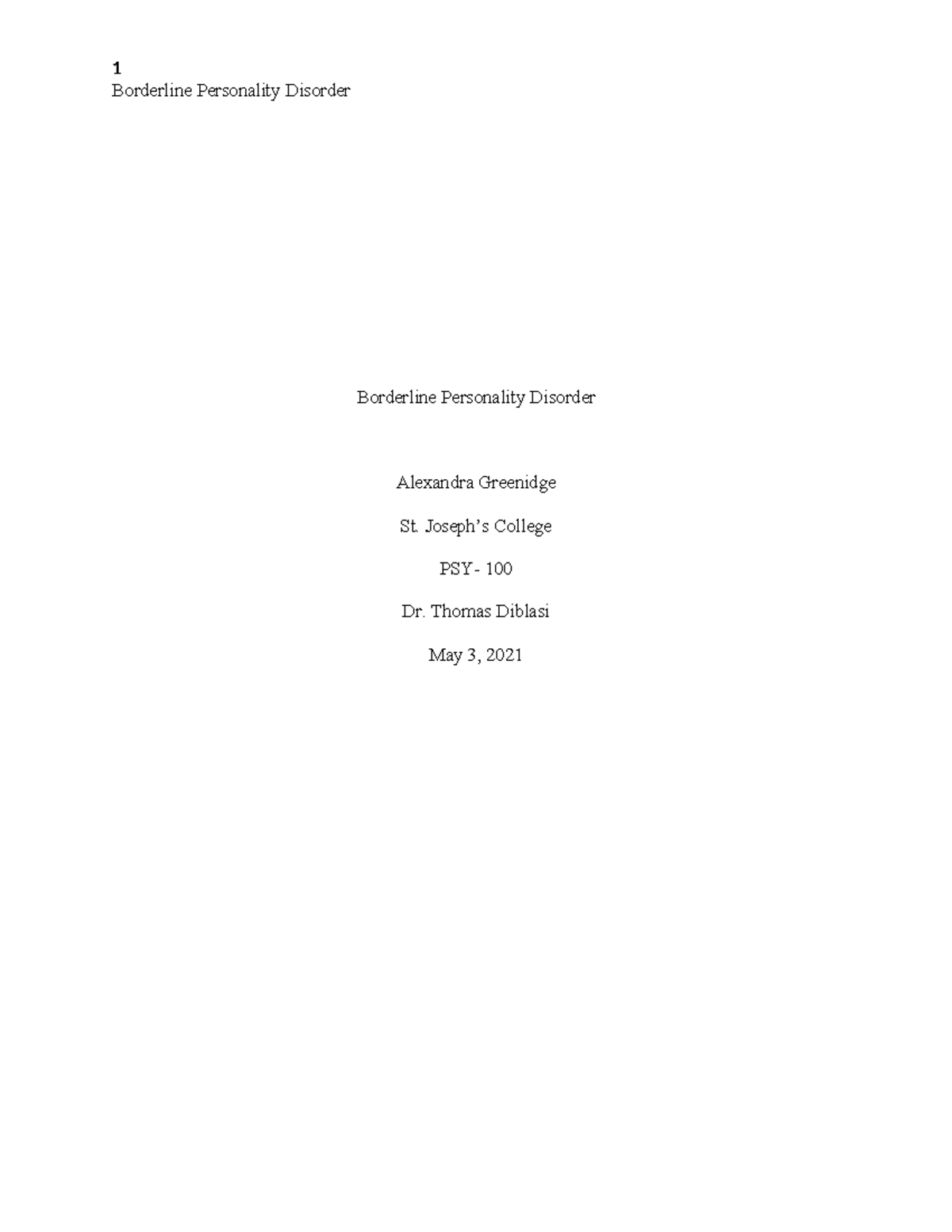 Borderline Personality Disorder Research Paper - Borderline Personality ...