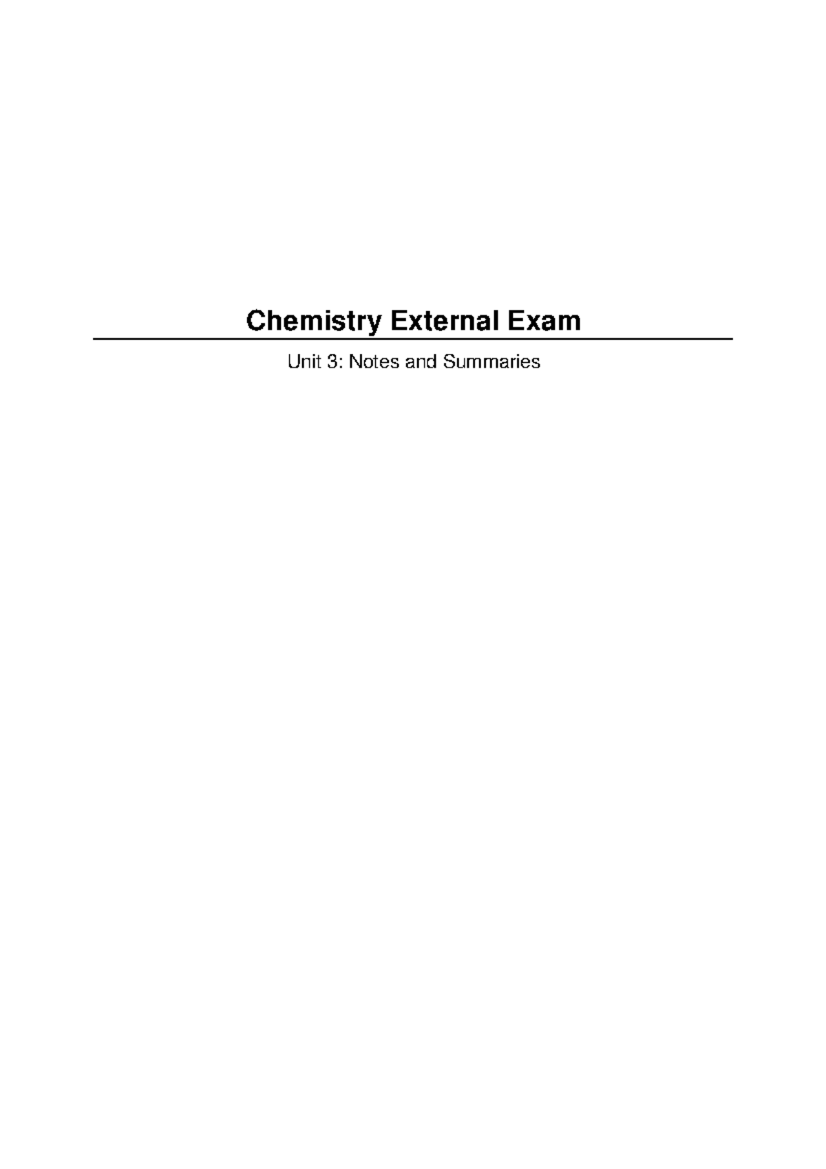 Chemistry External Exam Unit 3: Equilibrium Acids and Redox Reactions ...