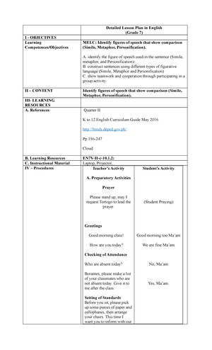 Detailed Lesson Plan in English 7 - OBJECTIVES: At the end of the ...