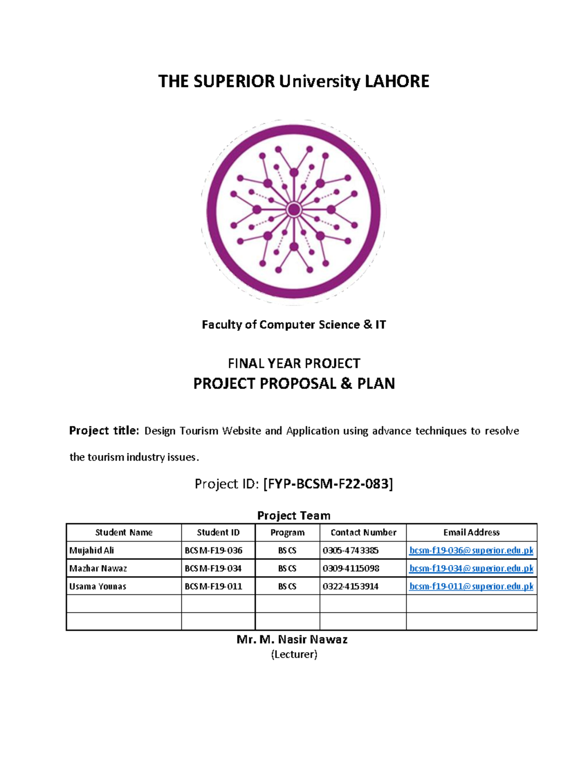 Template 3-1 - Maaf kro - THE SUPERIOR University LAHORE Faculty of ...