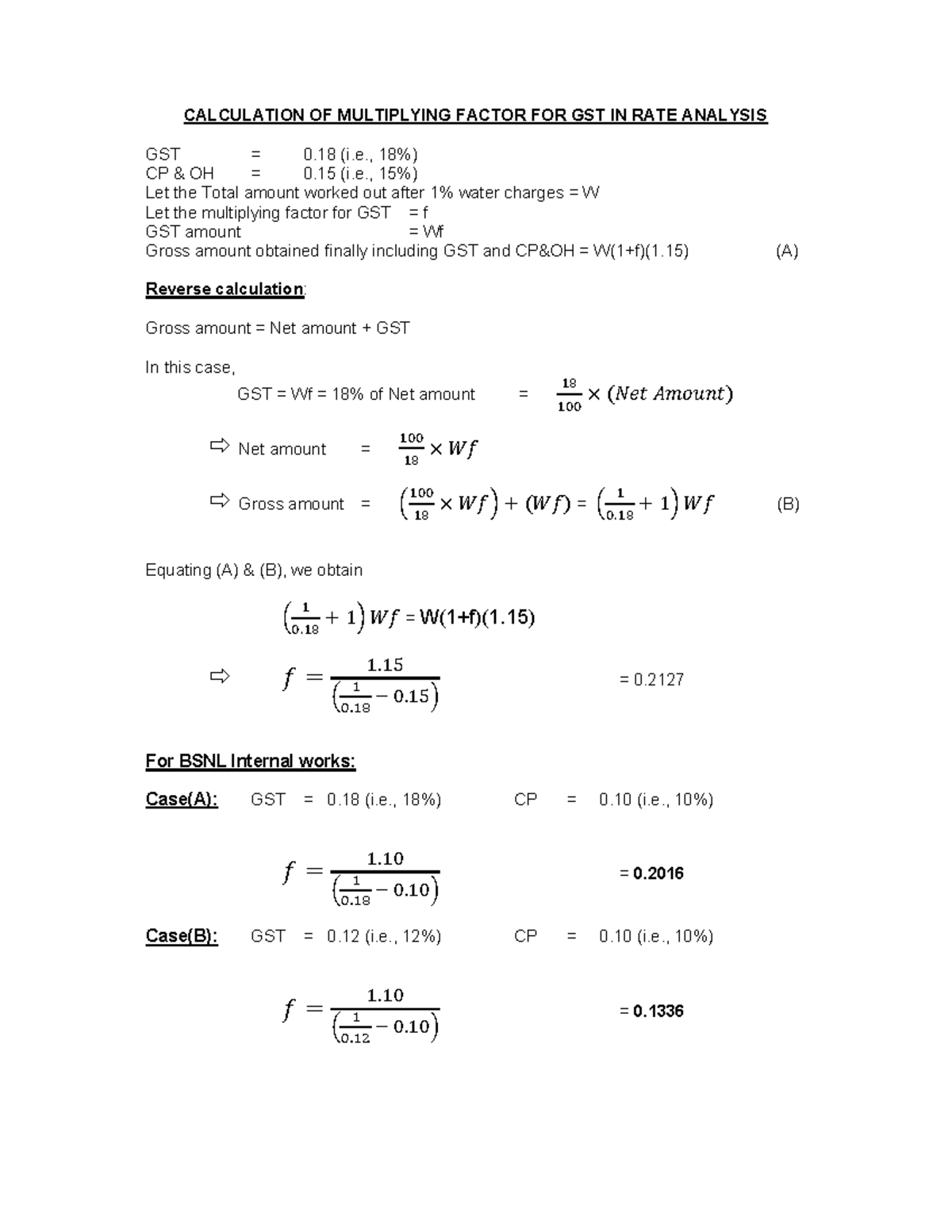 GST Multiplication Factor - CALCULATION OF MULTIPLYING FACTOR FOR GST ...