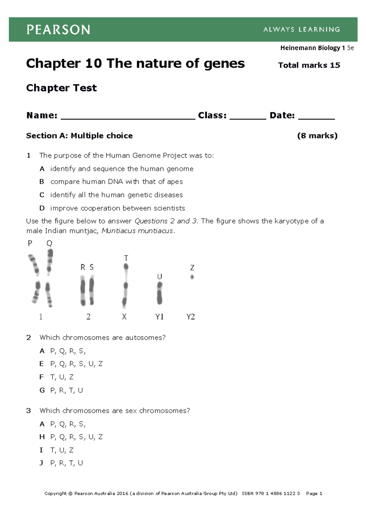 BIO11 CH10 Test - Bio unit 1/2 chapter 10 test practise material ...