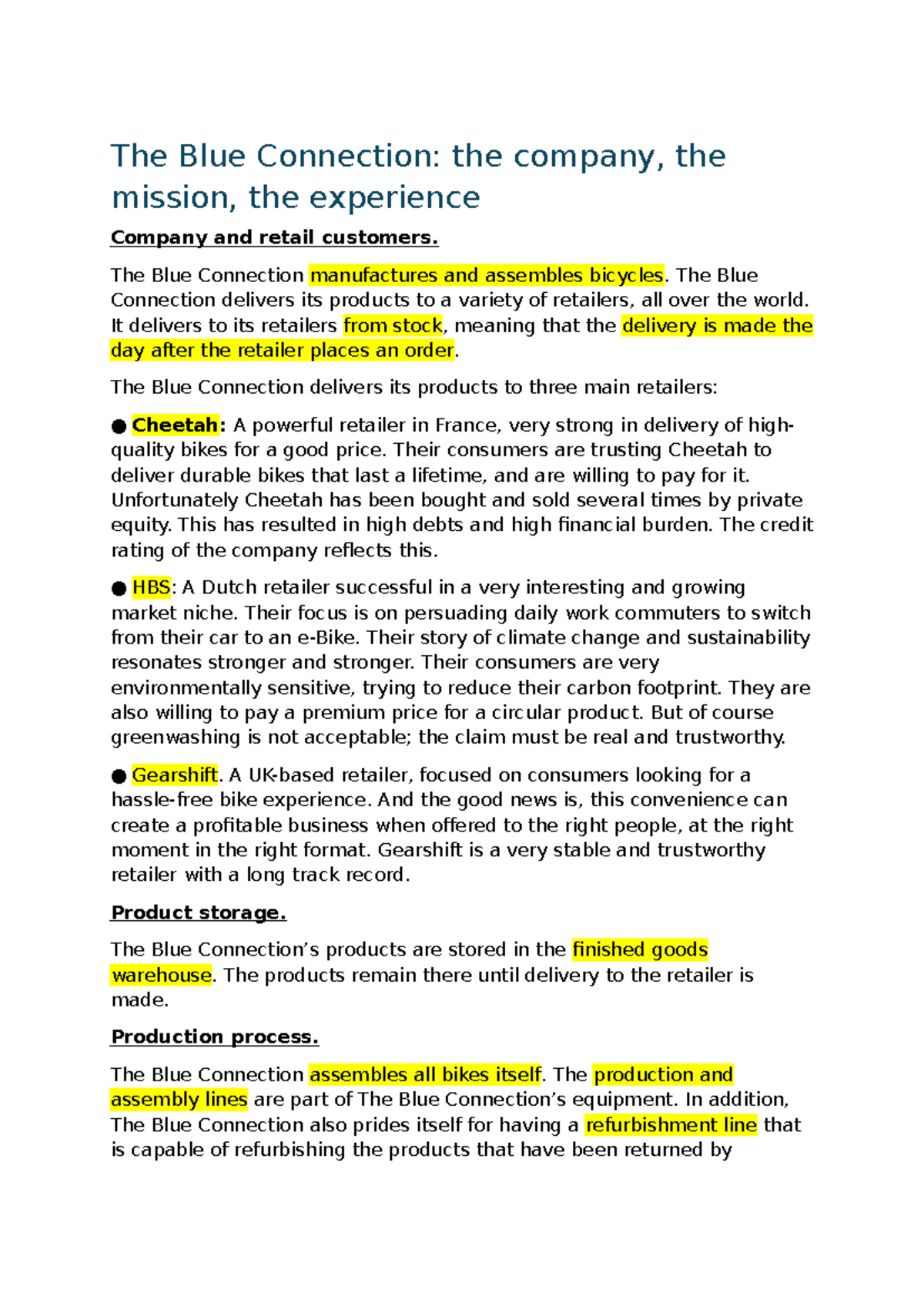 The Blue Connection Business description - The Blue Connection: the ...