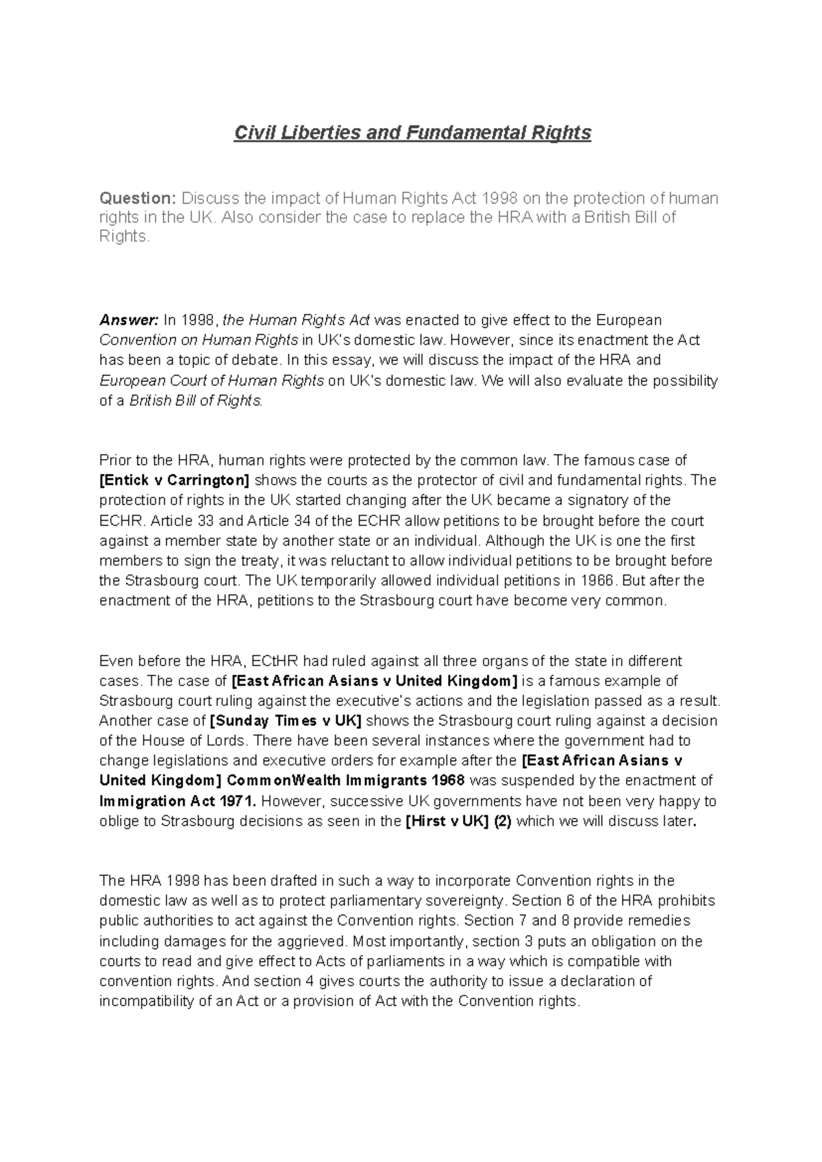 E Civil Liberties and Fundamental Rights-first year - Civil Liberties ...