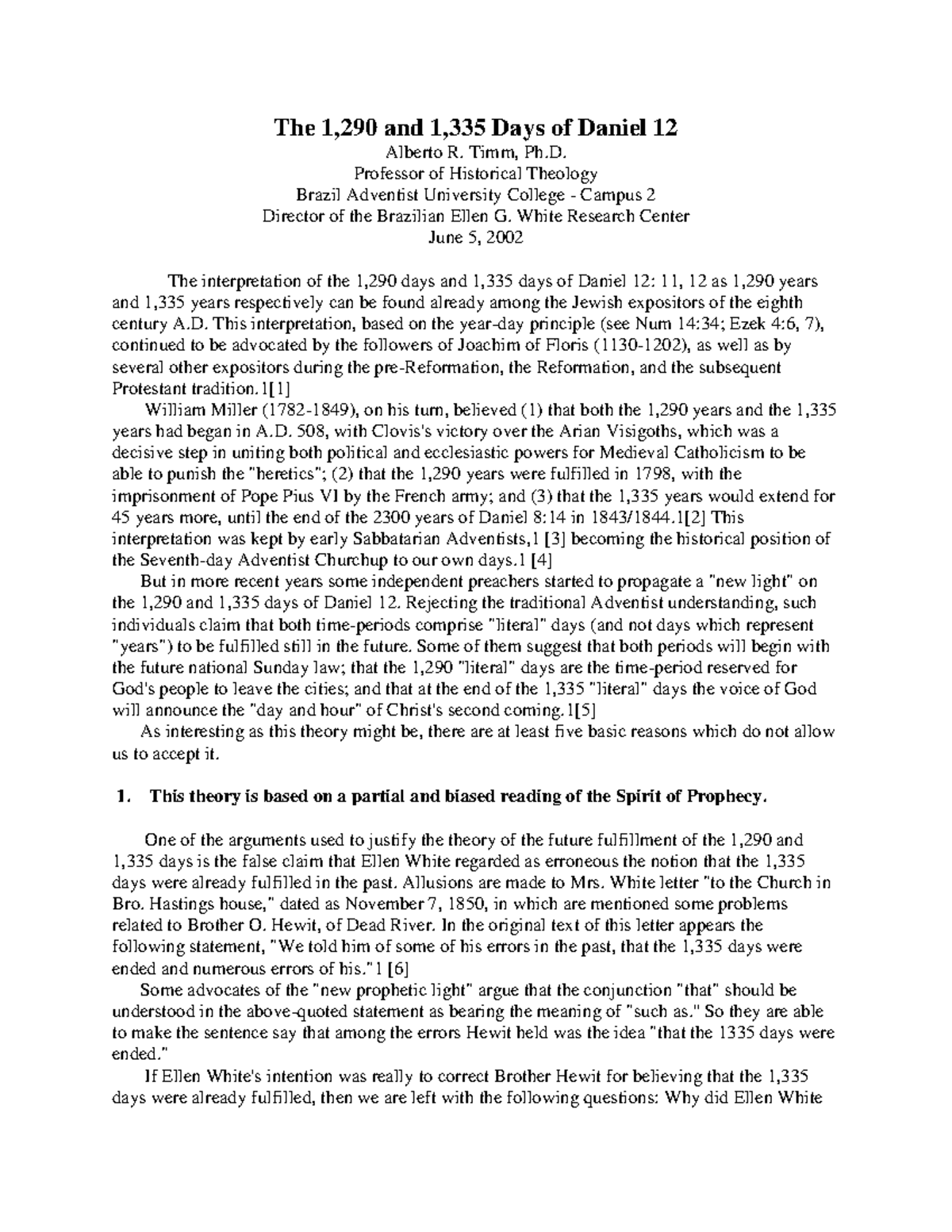 Daniel 12 0 - The 1,290 and 1,335 Days of Daniel 12 Alberto R. Timm, Ph ...