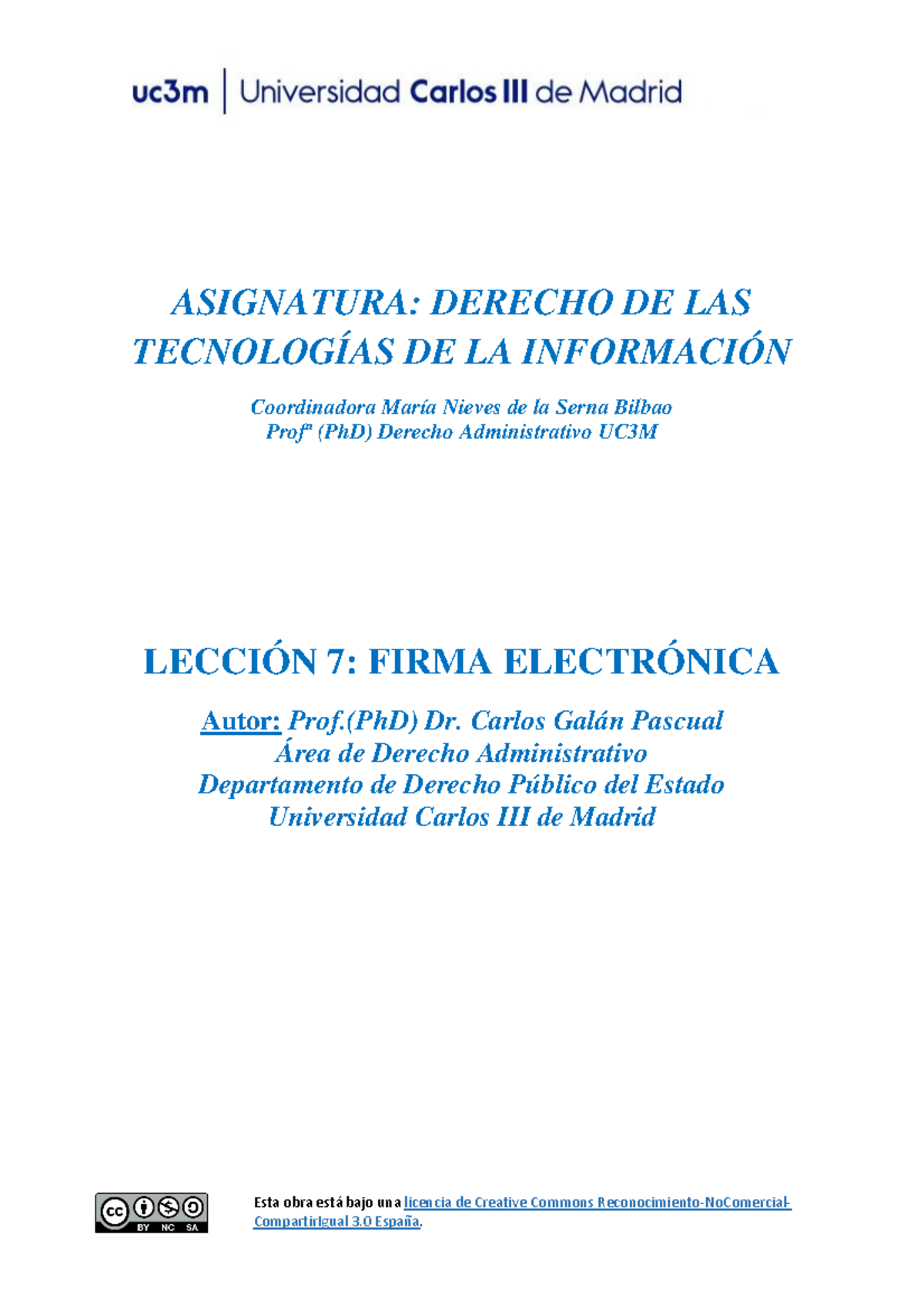 Lección 7. Firma electrónica - Esta obra está bajo una licencia de Creative Commons - Studocu