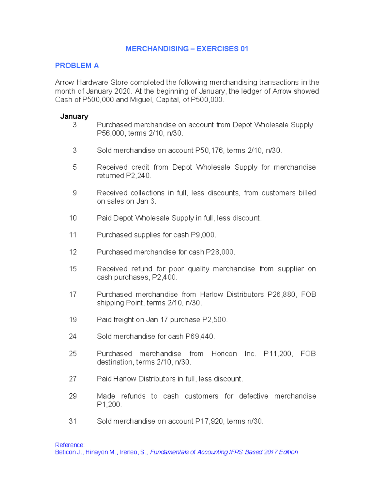 Merchandising – Learning Activities - MERCHANDISING – EXERCISES 01 ...