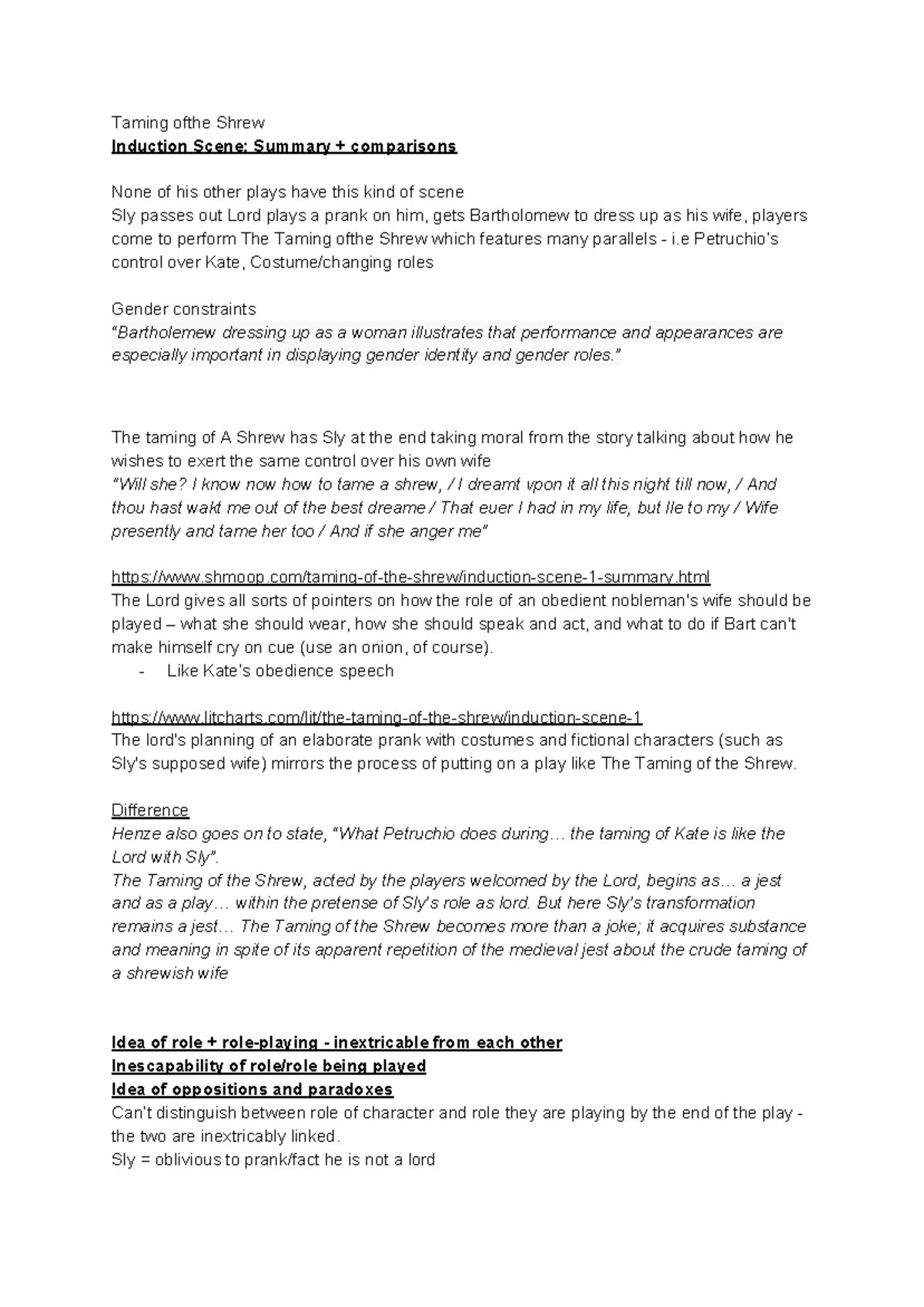 Taming ofthe Shrew - ” The taming of A Shrew has Sly at the end taking ...