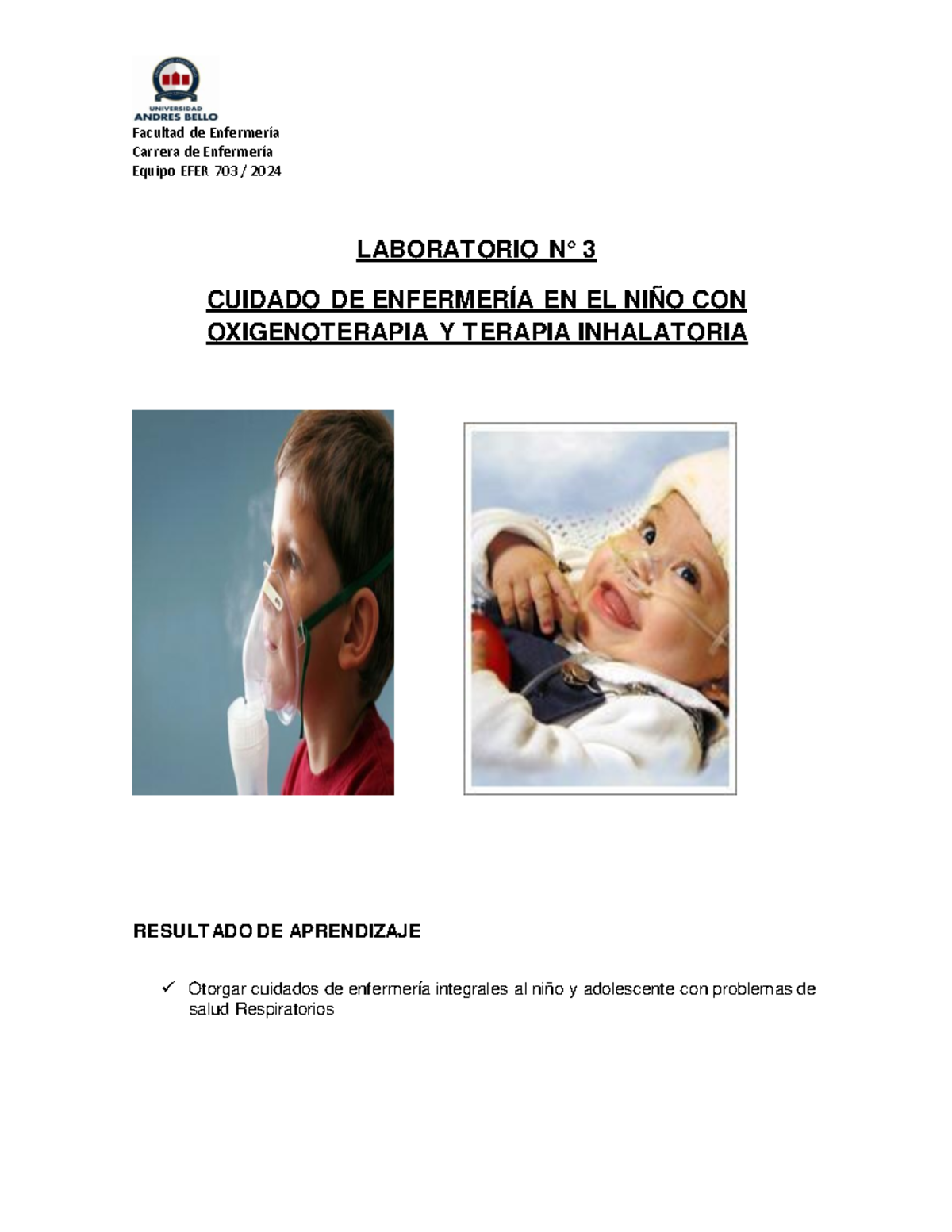 Guía Oxigenoterapia en pediatría (3) - Carrera de Enfermería Equipo ...