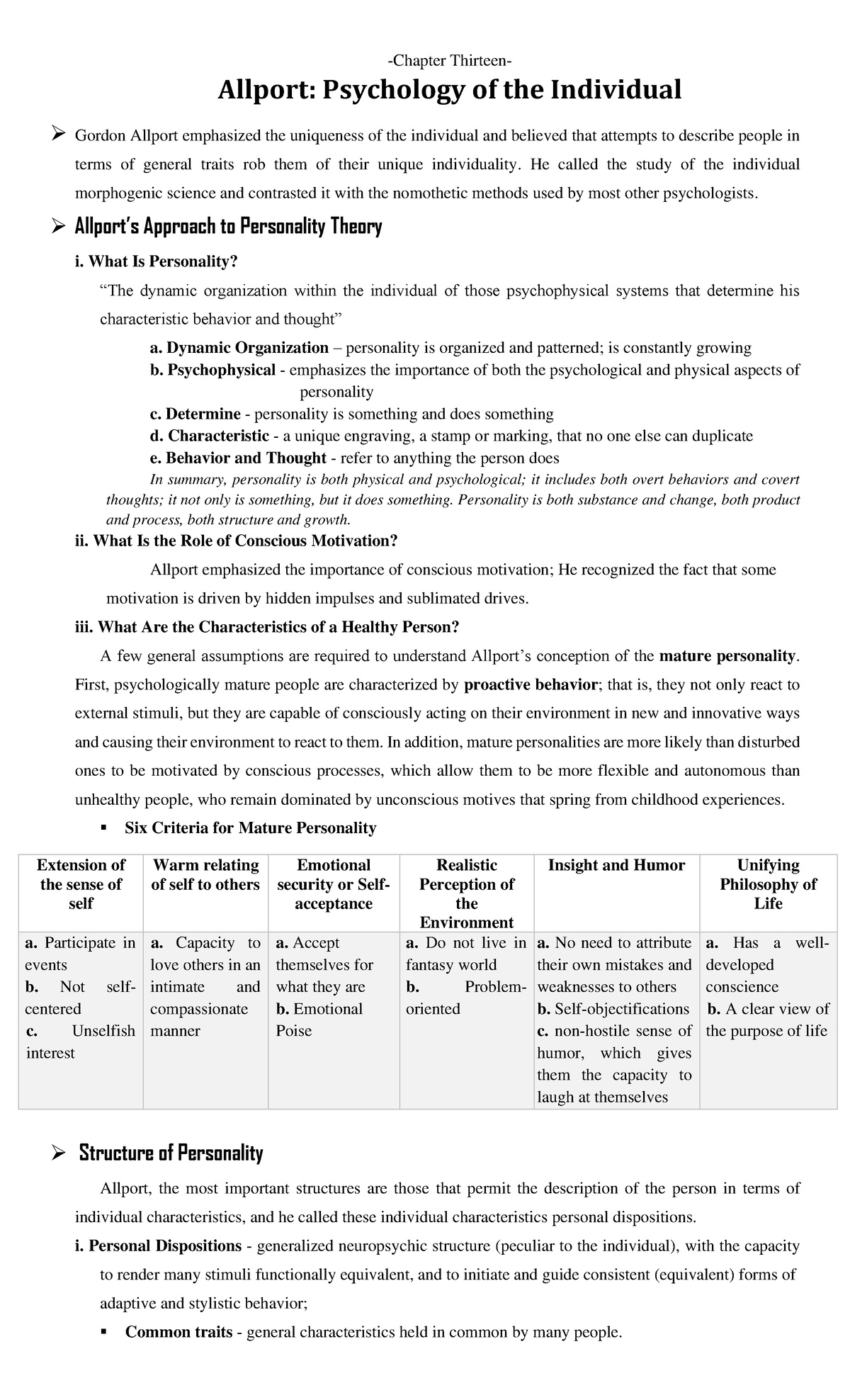 Gordon Allport Theory -Chapter Thirteen- Allport: Psychology of the ...