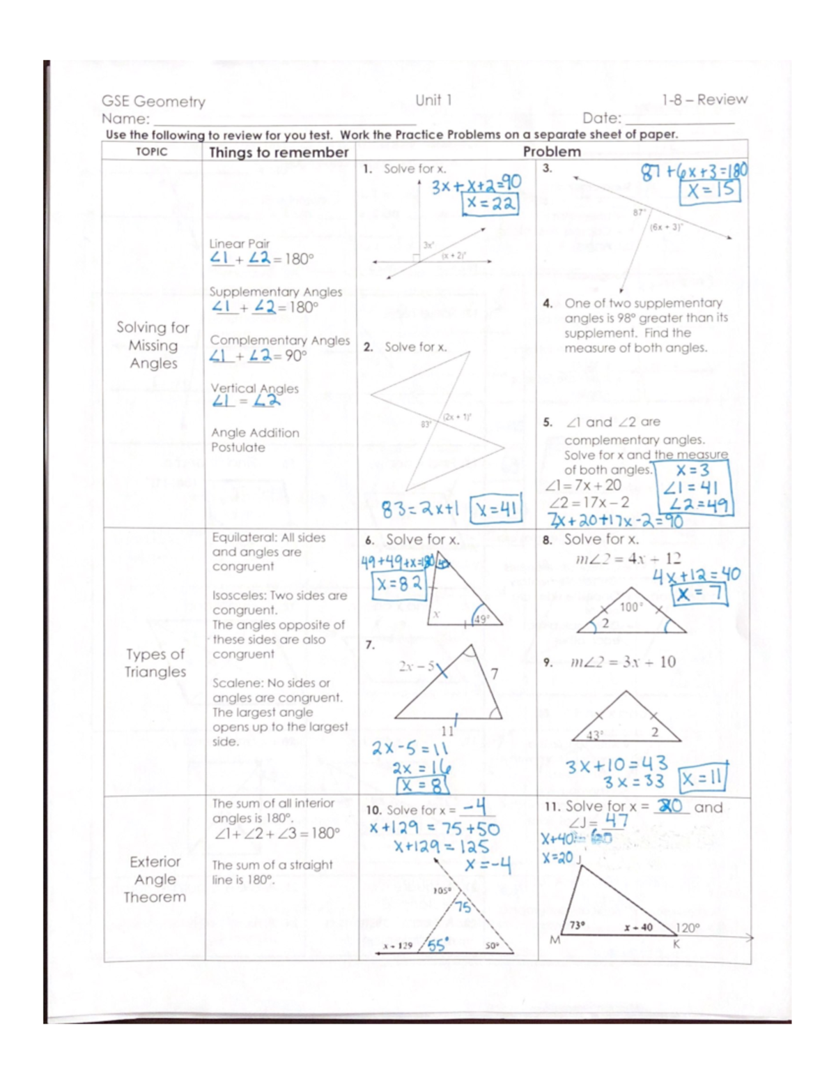1-8 - unit 1 study guide - spring key - Studocu