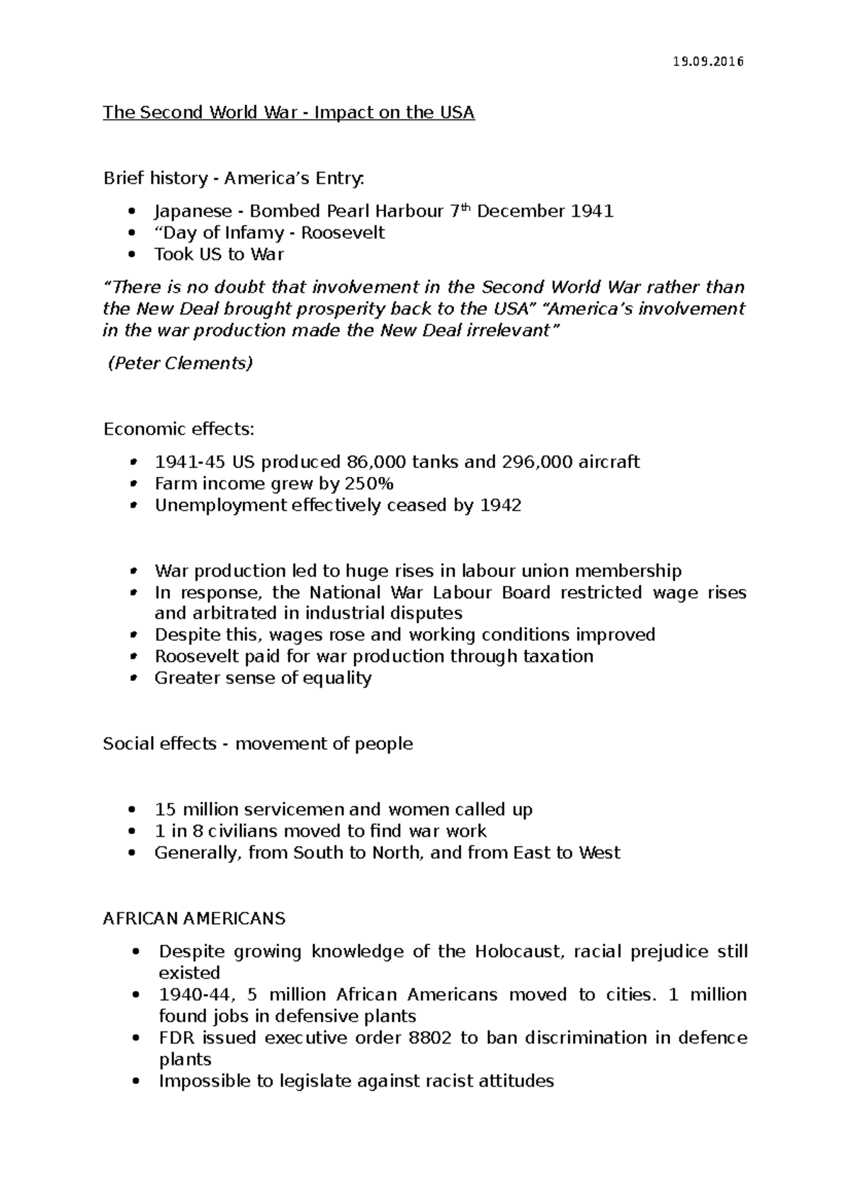 H 19 - Lesson work for American Dream lessons - The Second World War ...