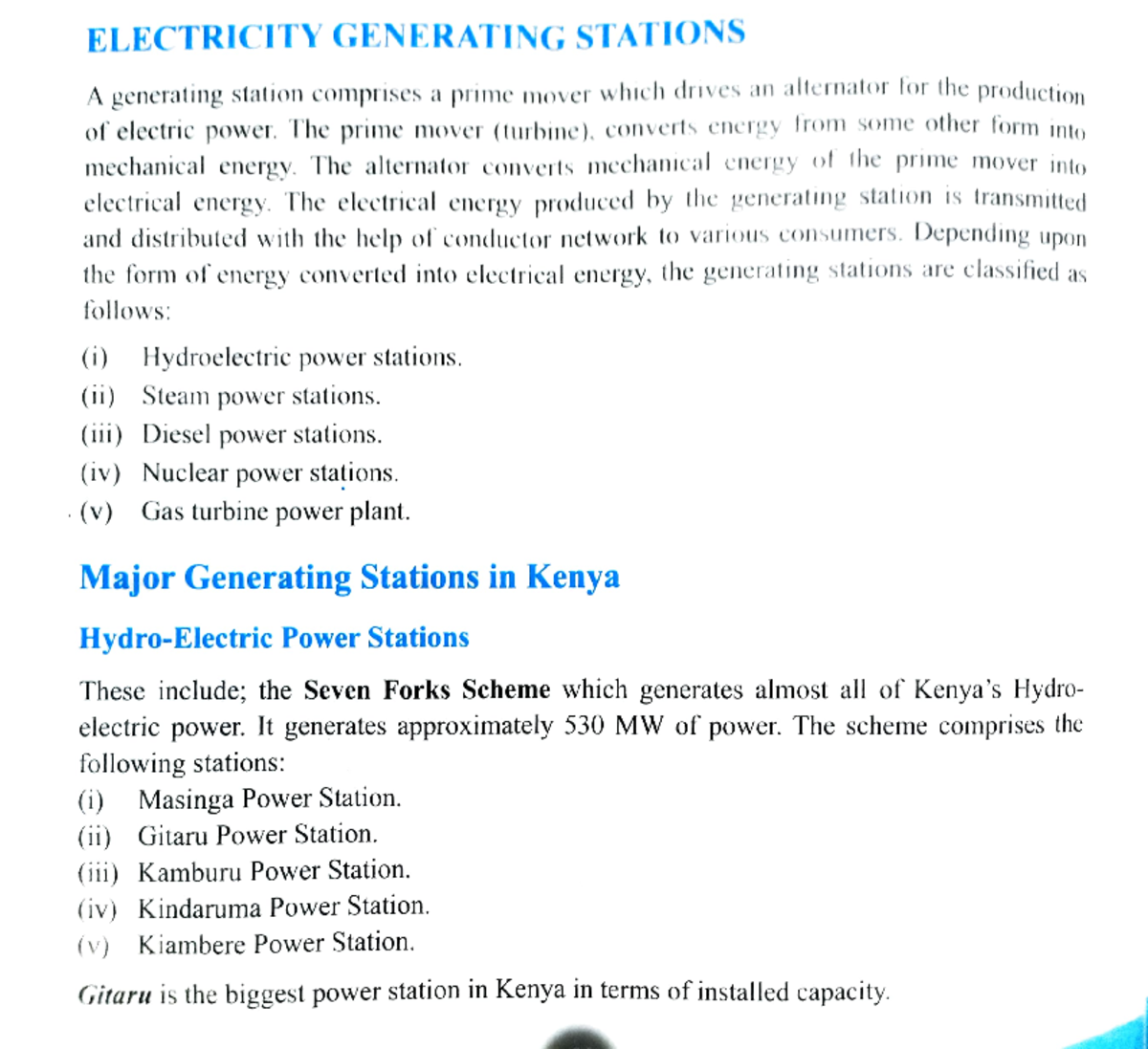 Topic 2 Generating Stations - ####### ELECTRICITY GENERATING STATIONS A generating station ...