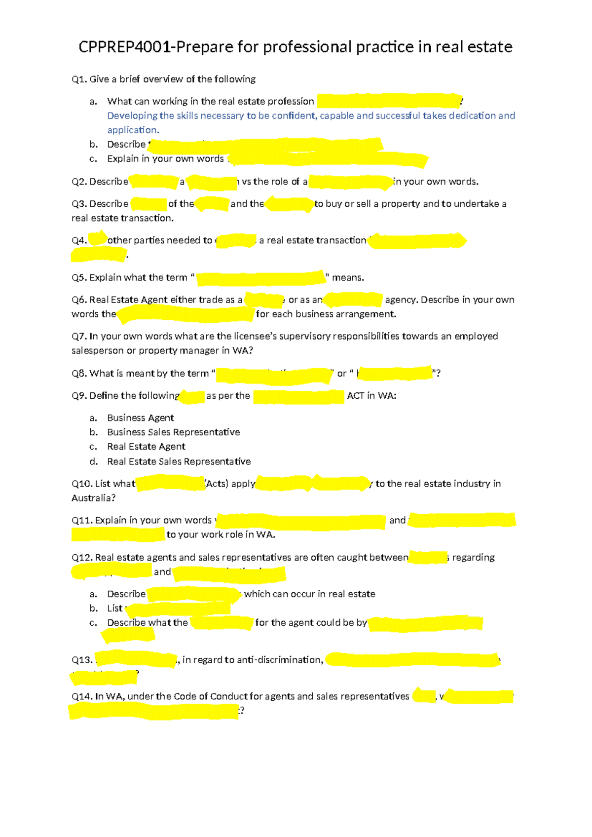 Cpprep 4001-Prepare for professional practice in real estate - CPPREP4001-Prepare for ...