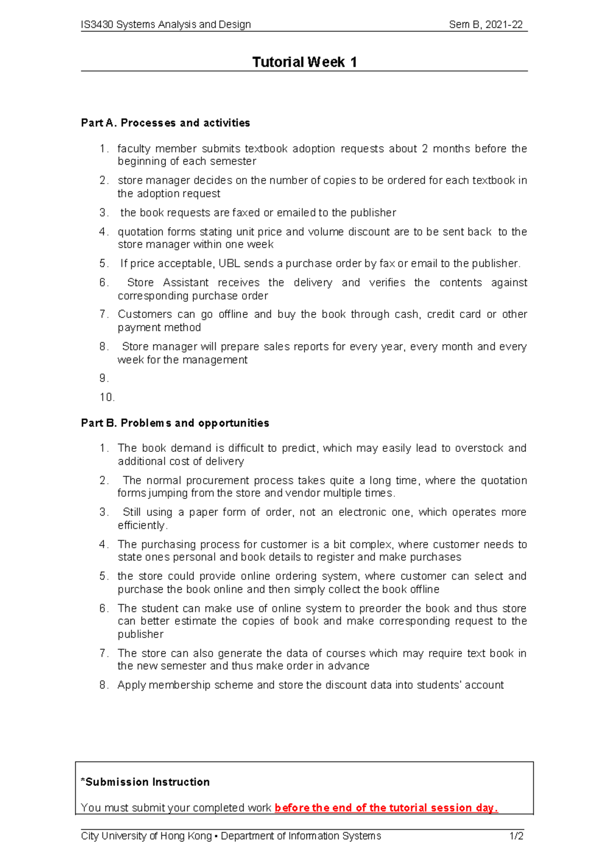 tutorial_week0001 - IS3430 Systems Analysis and Design Sem B, 2021- Tutorial Week 1 Part A ...