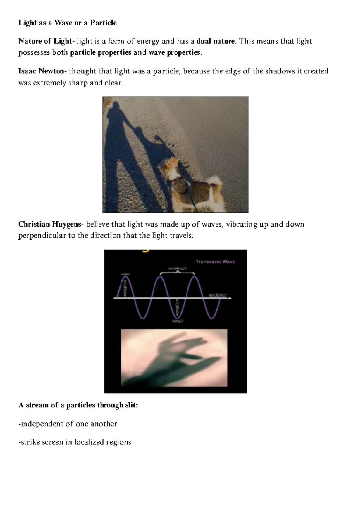 Light AS A WAVE OR A Particle - Light as a Wave or a Particle Nature of ...
