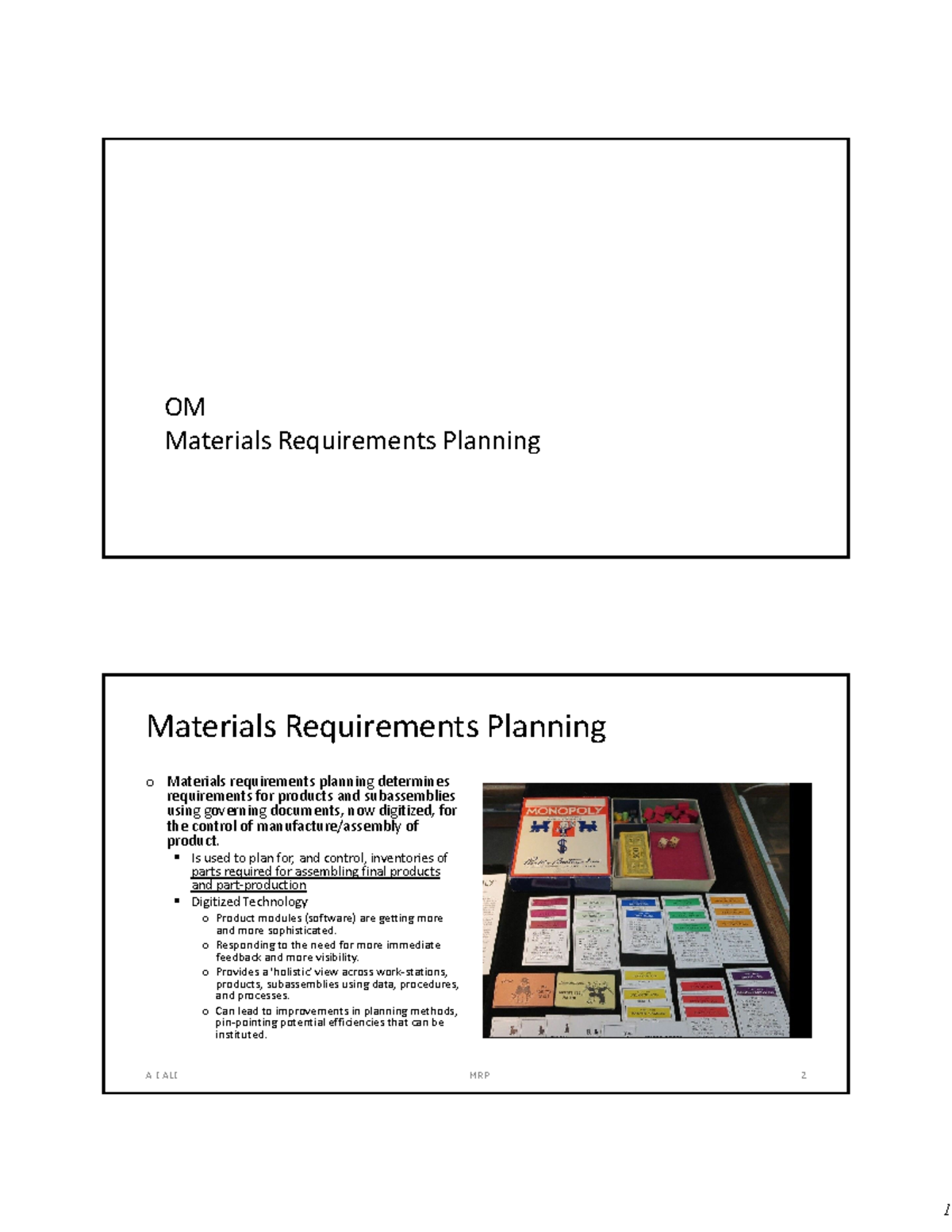 OIM 301 MRP - test - OM Materials Requirements Planning Materials ...