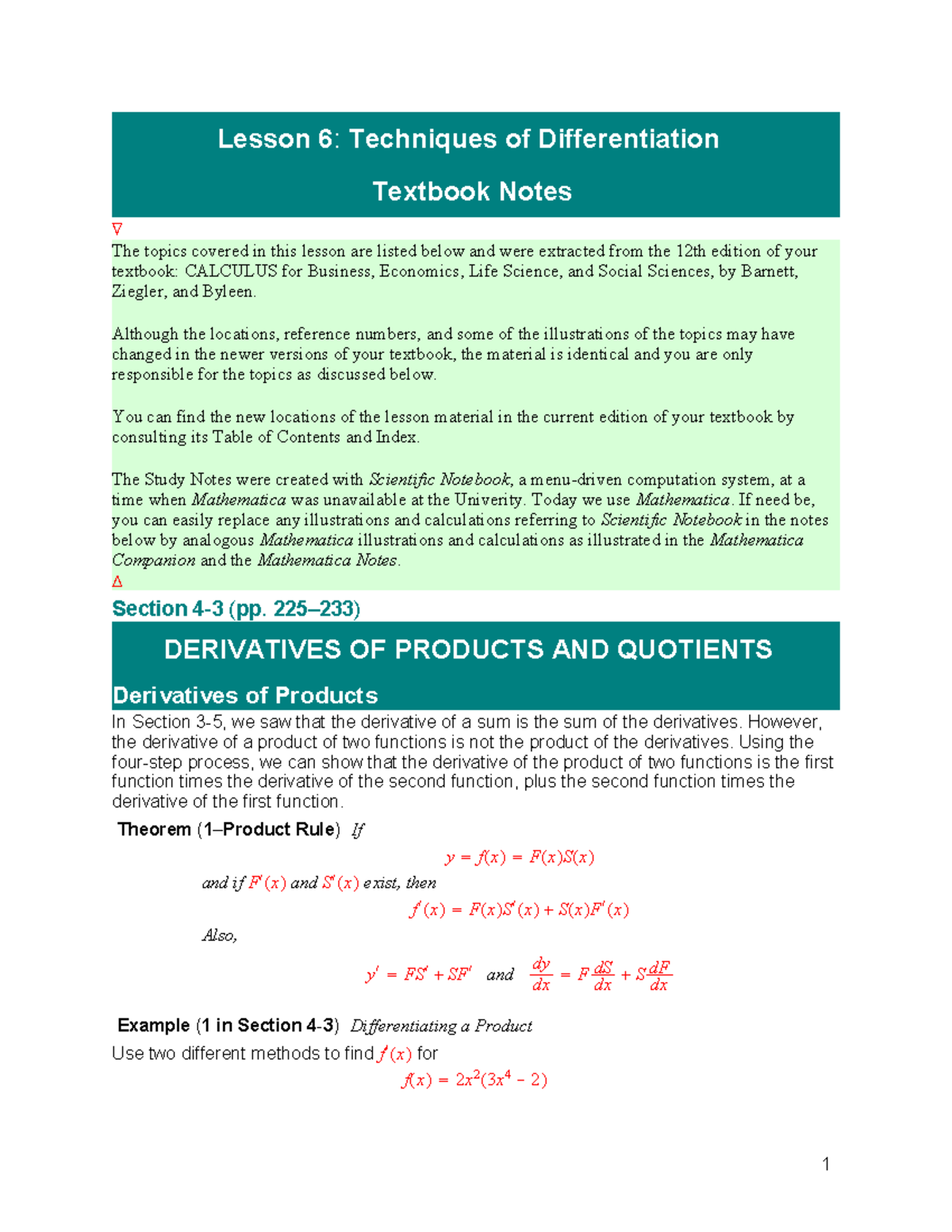 Techniques of Differentiation - Studocu