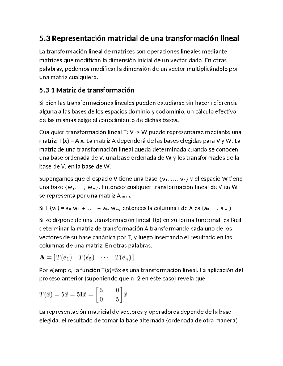 Ultima tarea del foraneo Jujuy - 5 Representación matricial de una ...