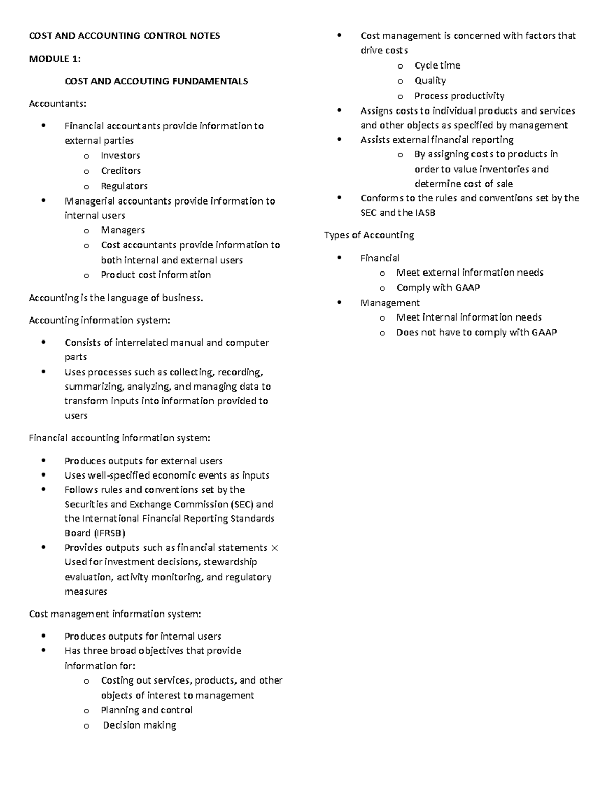 Cost and Accounting Control - Notes - COST AND ACCOUNTING CONTROL NOTES ...