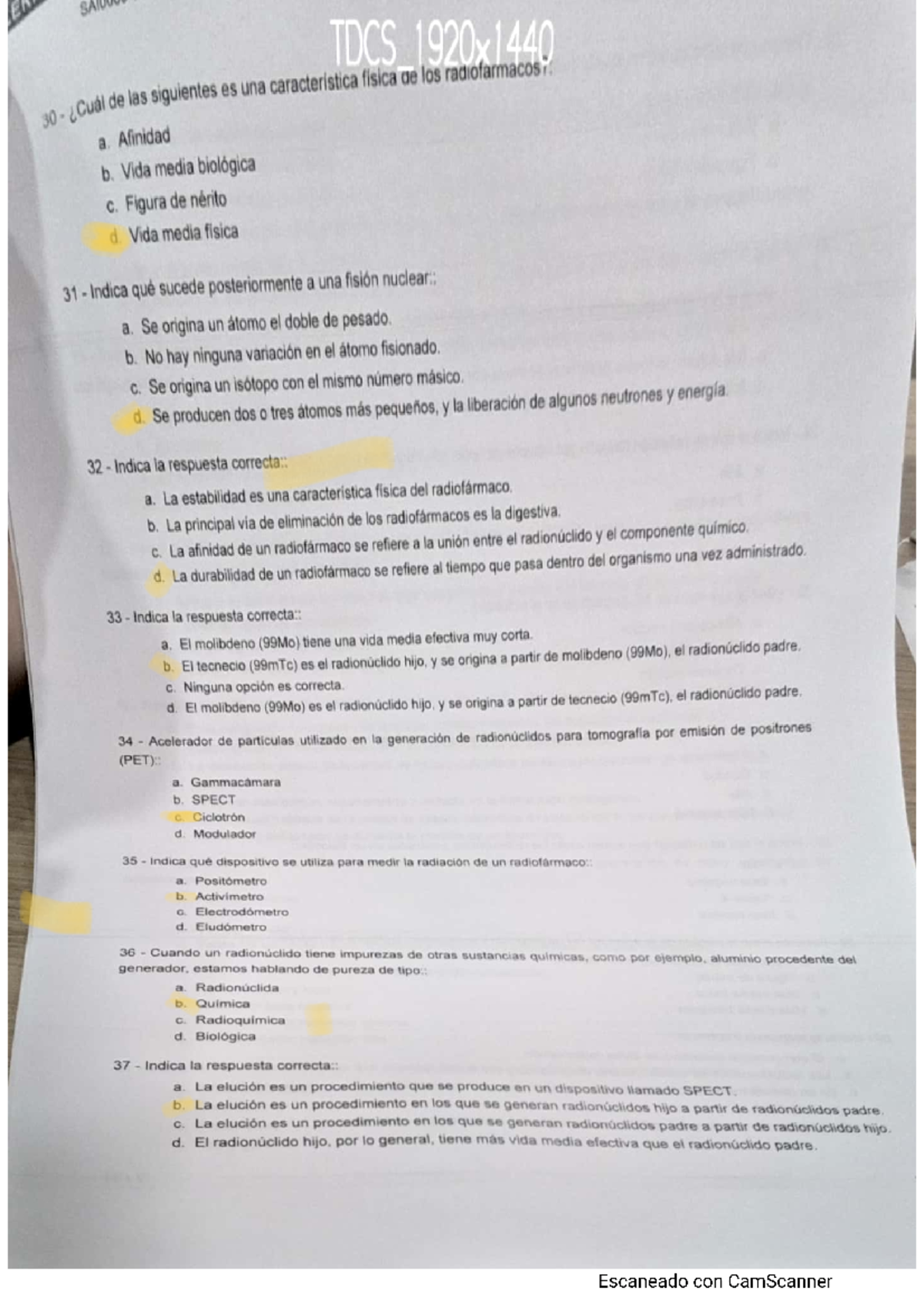 Examen Radiofarmacia - Técnicas de Radiología Simple - Studocu