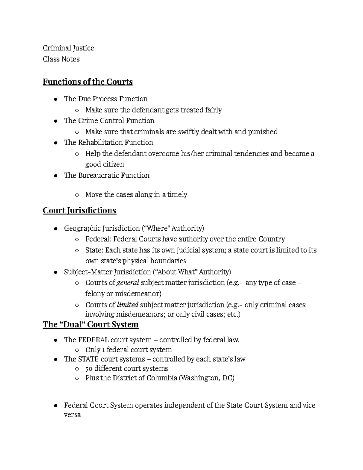 Criminal Justice - lecture notes - Criminal Justice Class Notes ...