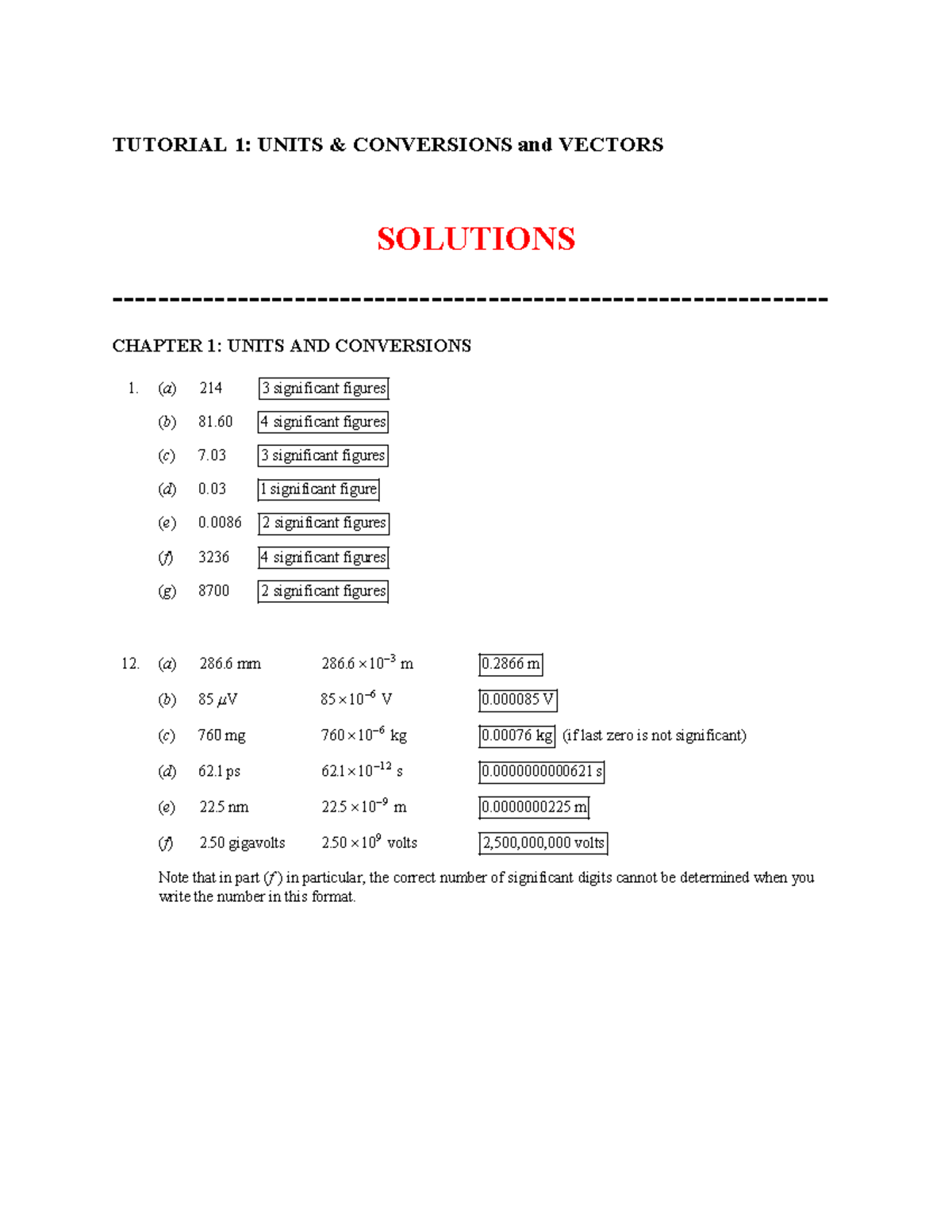 Tutorial of Units and Vectors - TUTORIAL 1: UNITS & CONVERSIONS and ...