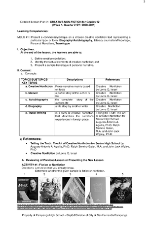 Creative NON Fiction Module 2 - Creative Nonfiction Module 2 SH S HUMMS ...