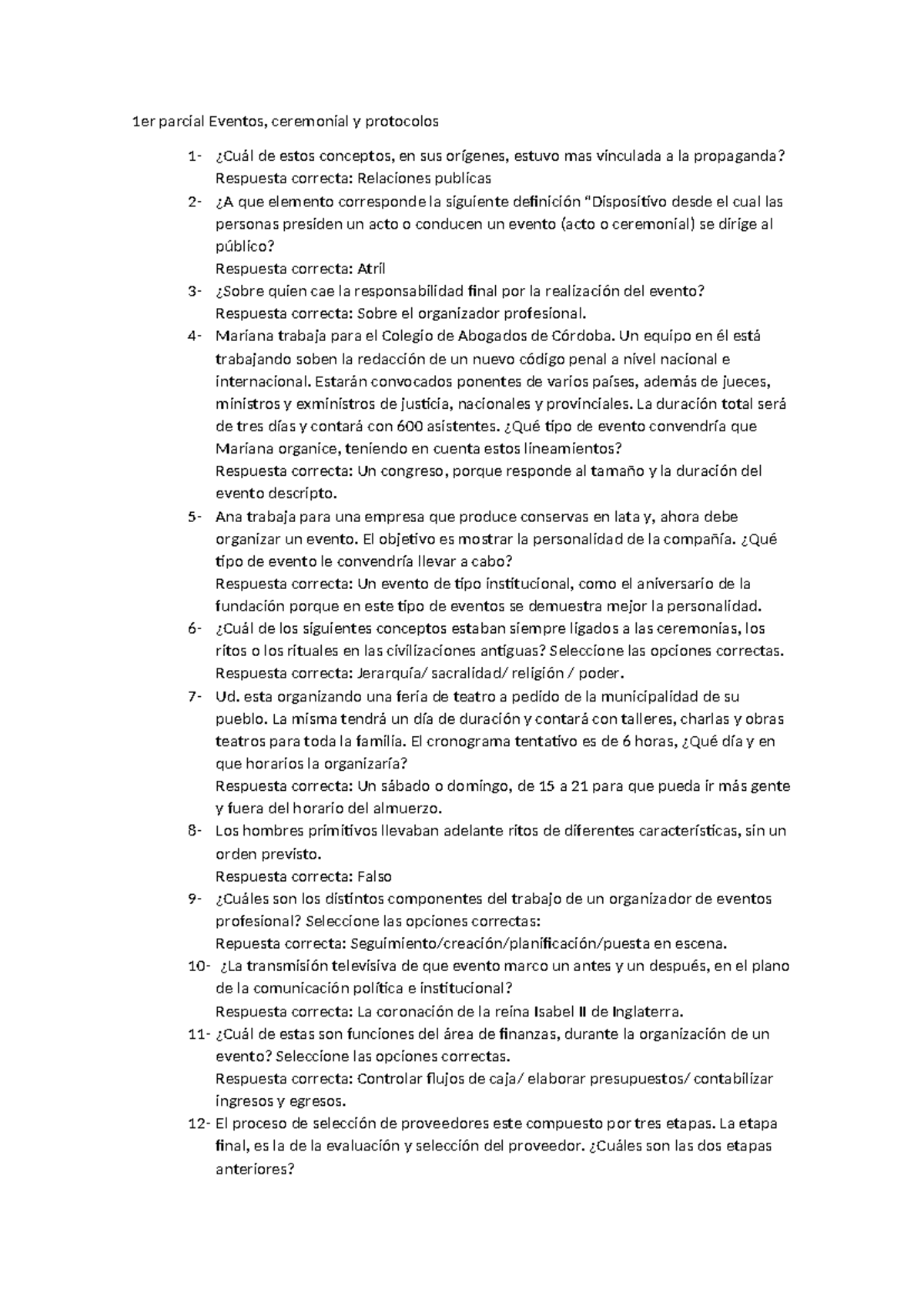 1er parcial Eventos, protocolos y ceremonial - 1er parcial Eventos, ceremonial y protocolos 1 ...