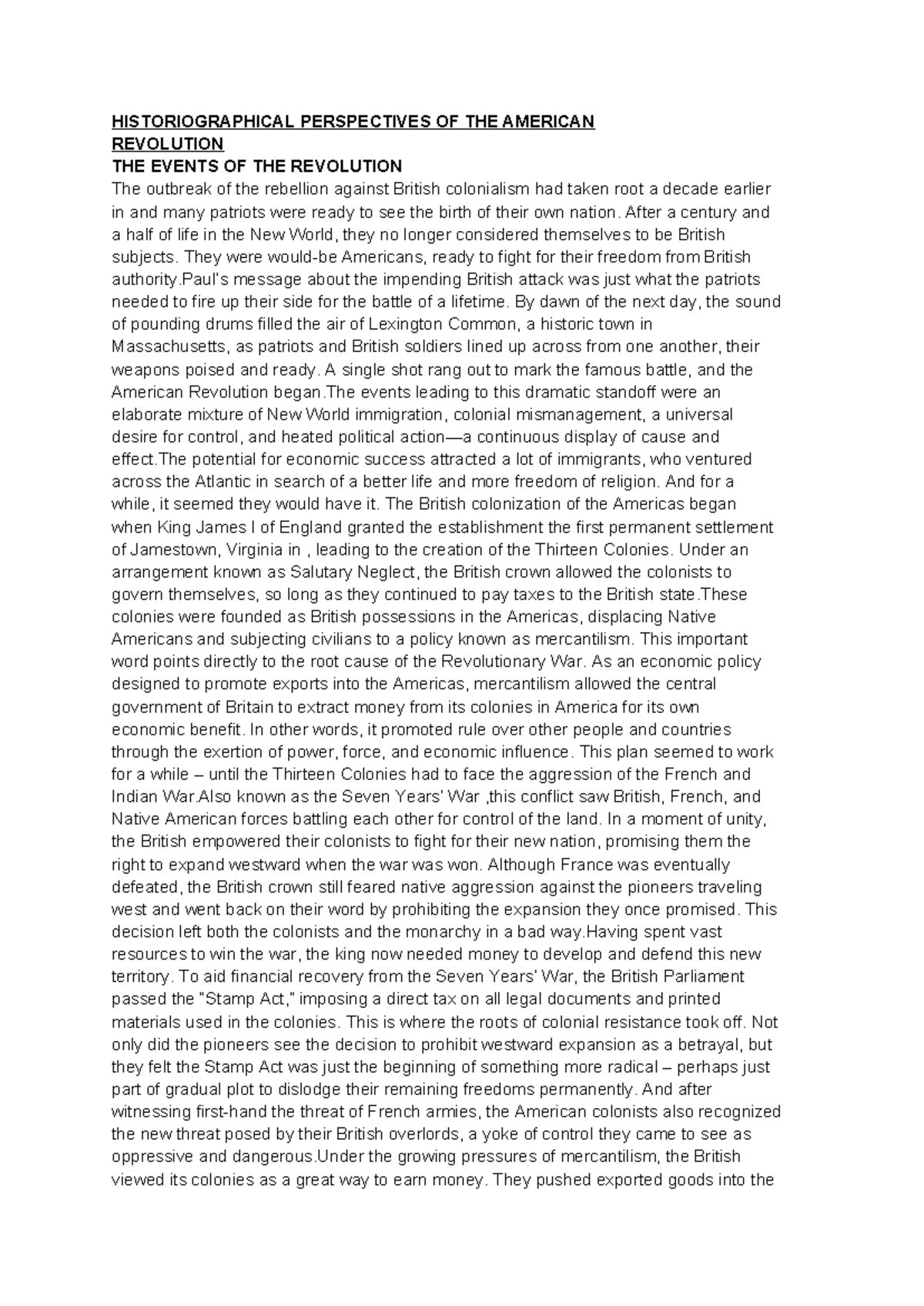 Usa sem 1 - Summary Ba Honours History - HISTORIOGRAPHICAL PERSPECTIVES ...