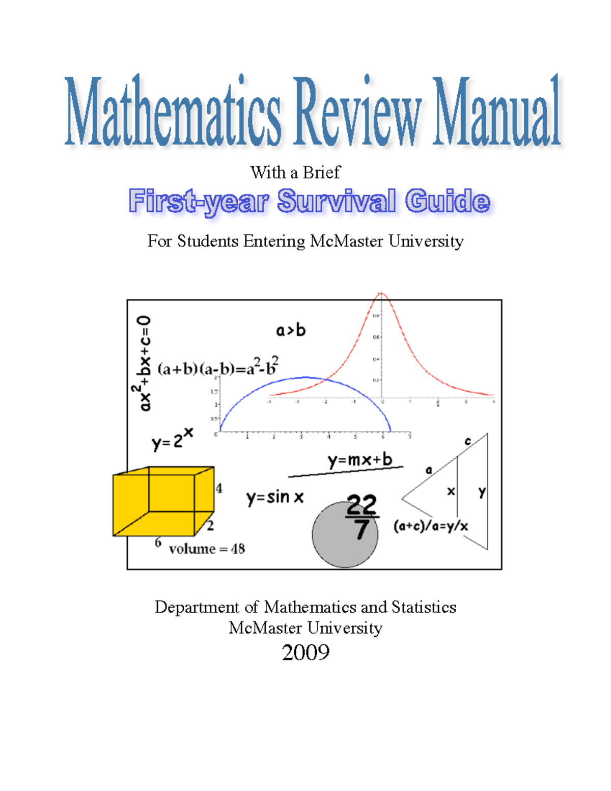 Math Review Manual - With a Brief For Students Entering McMaster ...