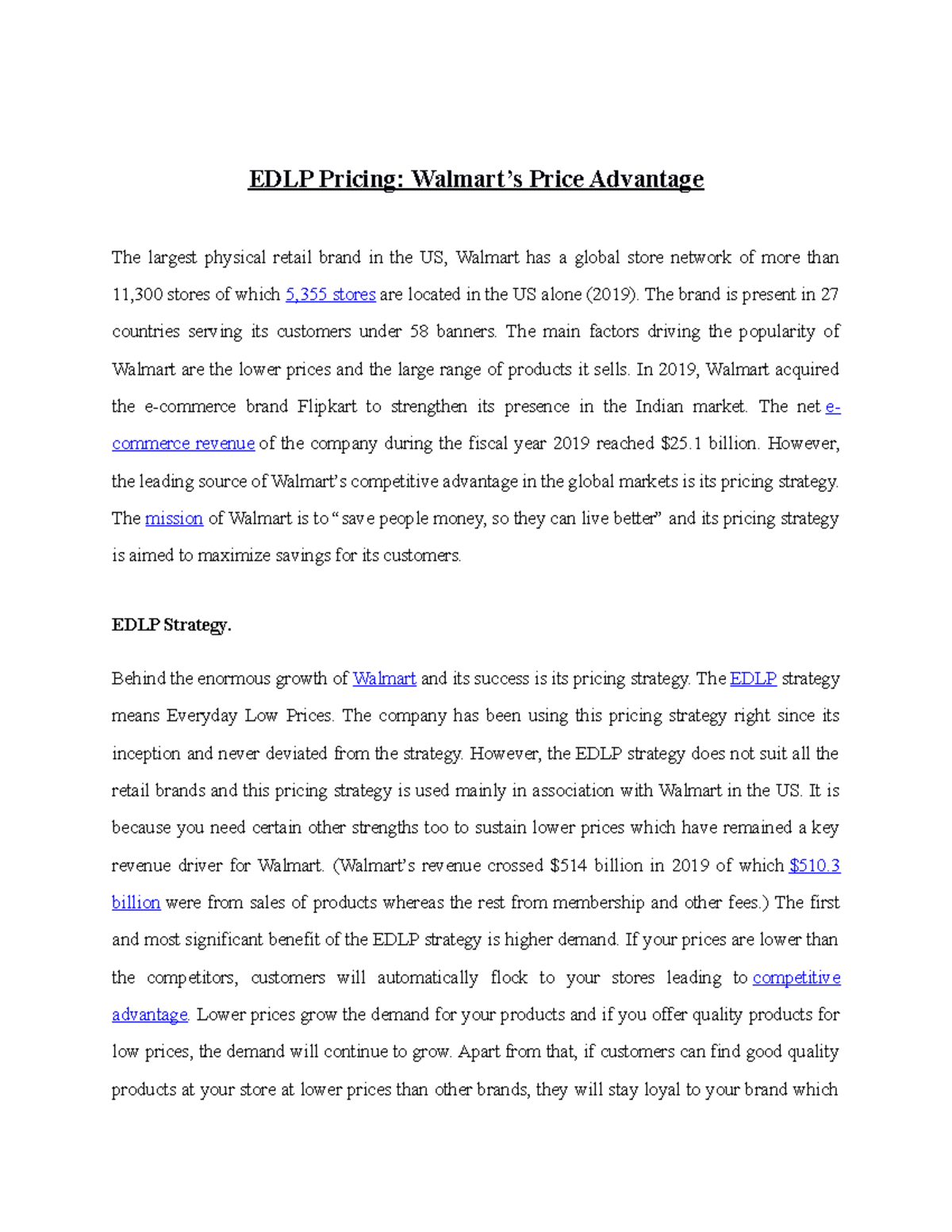 EDLP Walmart - EDLP Pricing: Walmart’s Price Advantage The largest ...