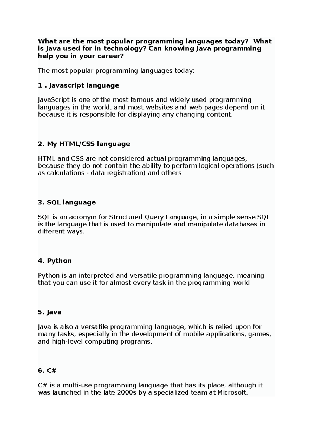 Discussion 5 1 - What are the most popular programming languages today ...