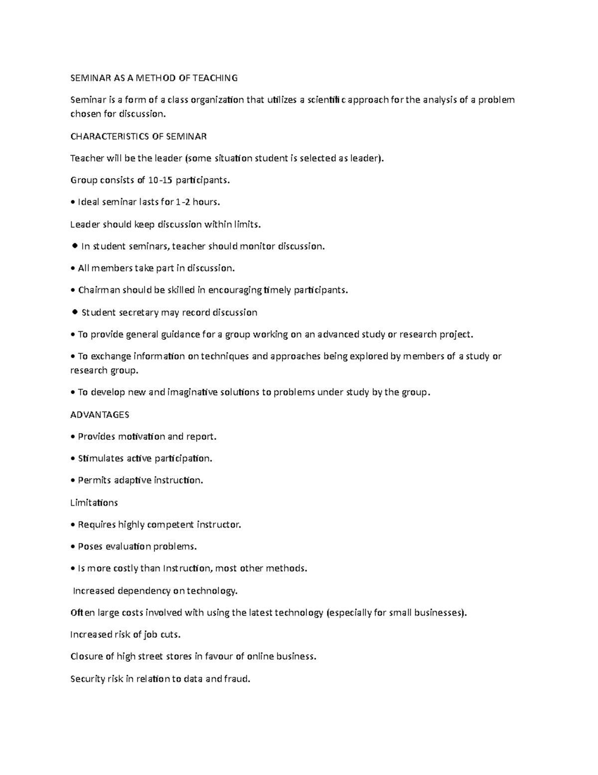 Seminar 2 - Its importanta - SEMINAR AS A METHOD OF TEACHING Seminar is ...