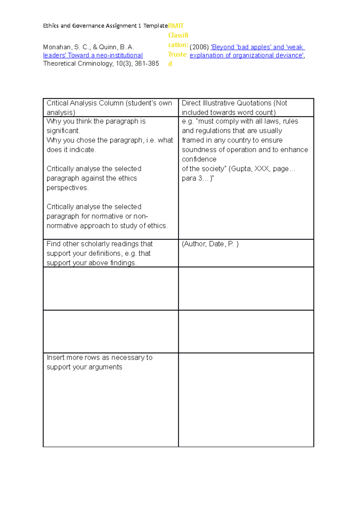 Sample hihihih - dasdasda - Ethics and Governance Assignment 1 Template ...
