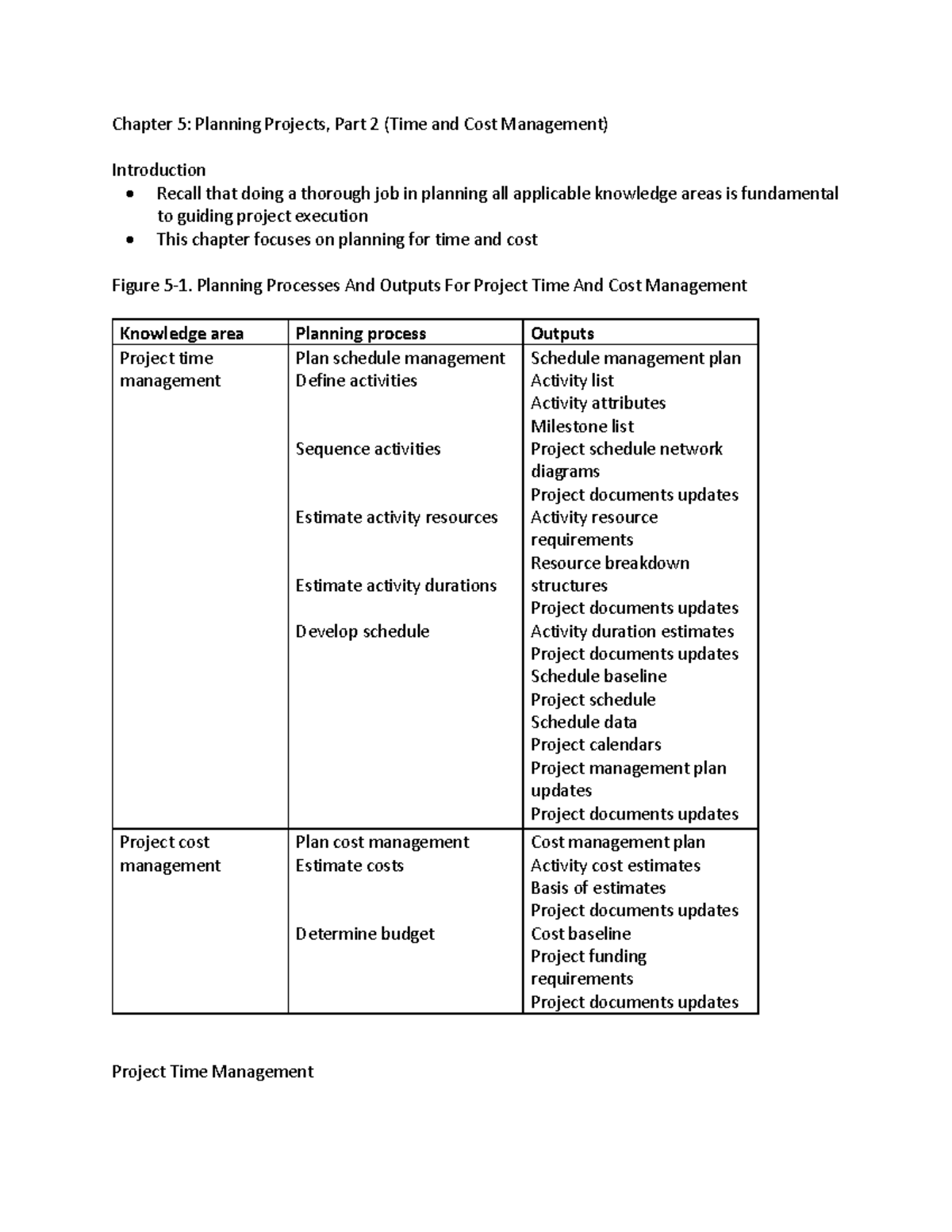 Chapter 5 Planning Projects, Part 2 (Time and Cost Management) - Even ...